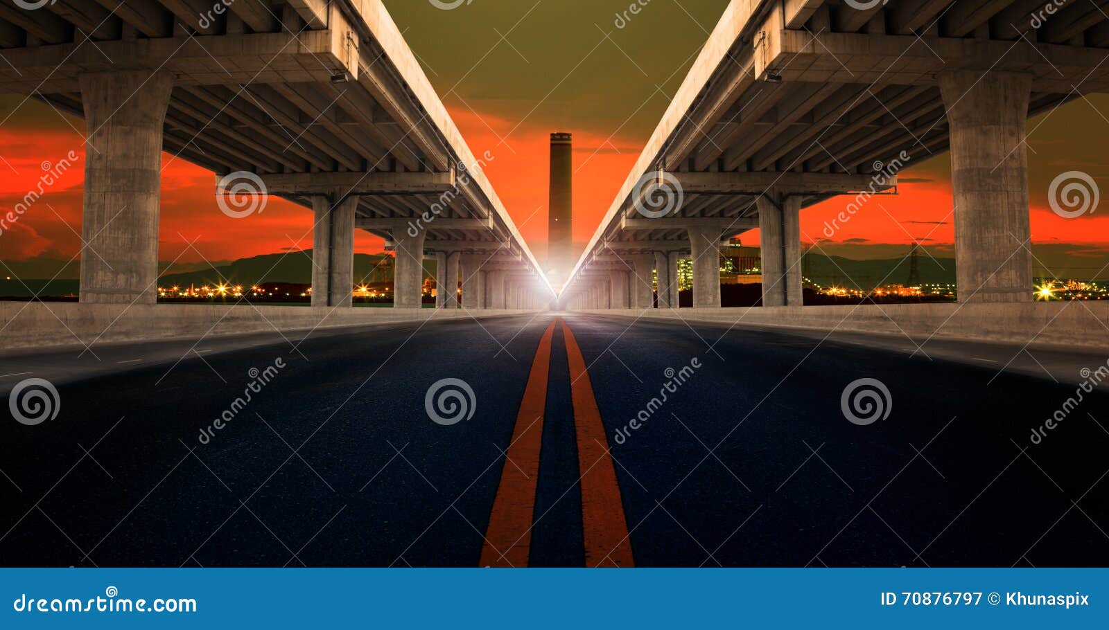 Perspective on Bridge Ram Construction and Asphalt Raod Isolated Stock ...