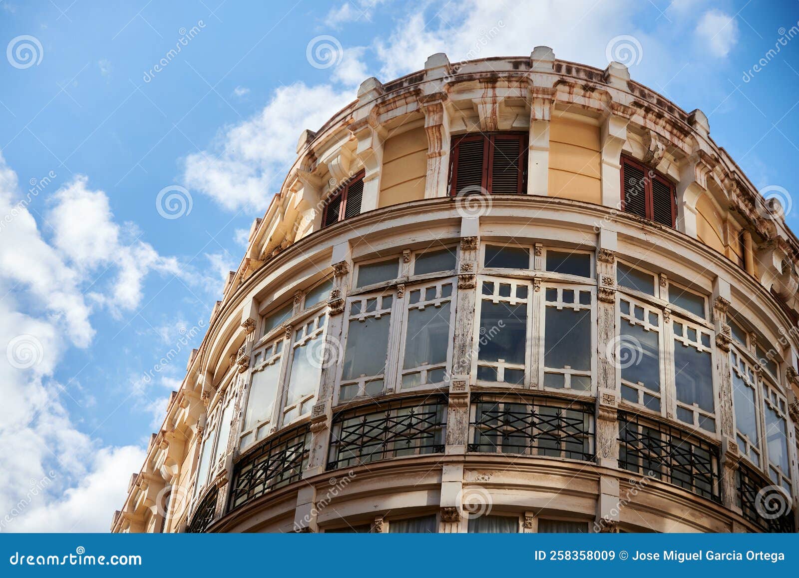 Circular Old Building at Sunset, with Wooden Windows Stock Image ...