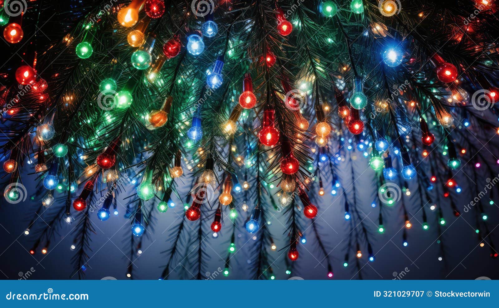 Perspective Christmas Tree Lights Stock Illustration - Illustration of ...
