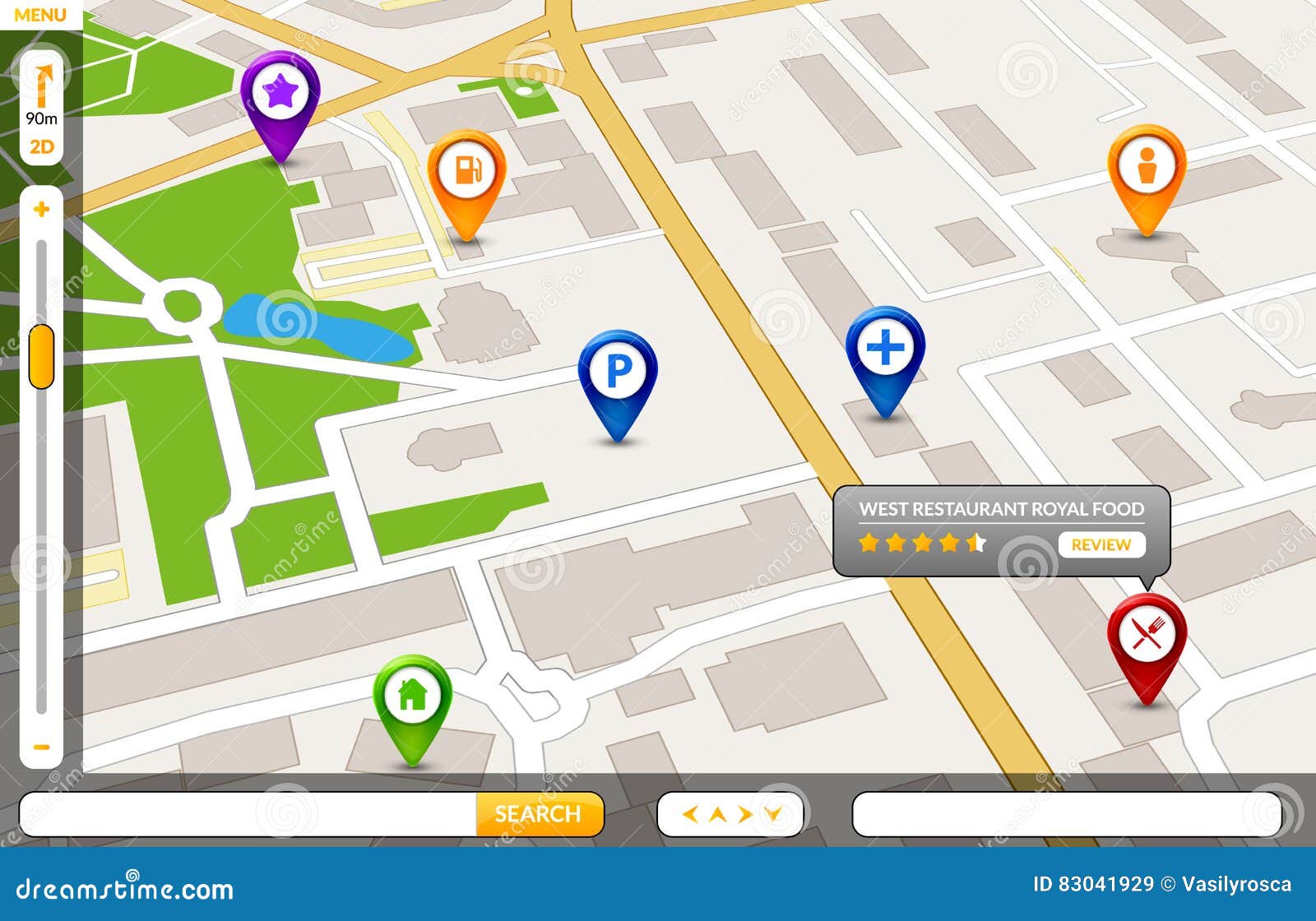 Perspective City Map GPS Service Concept. 3d City Map Design Stock ...