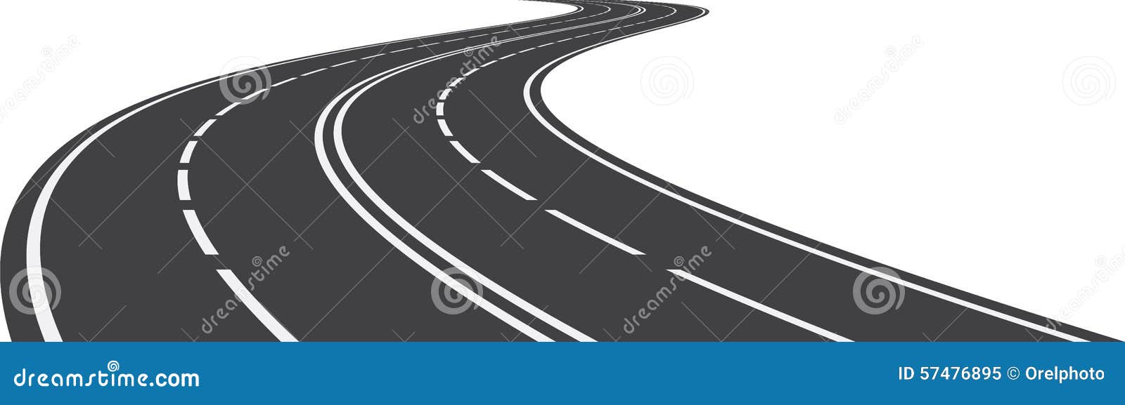 Perspective of curved road stock vector. Illustration of single - 57476895