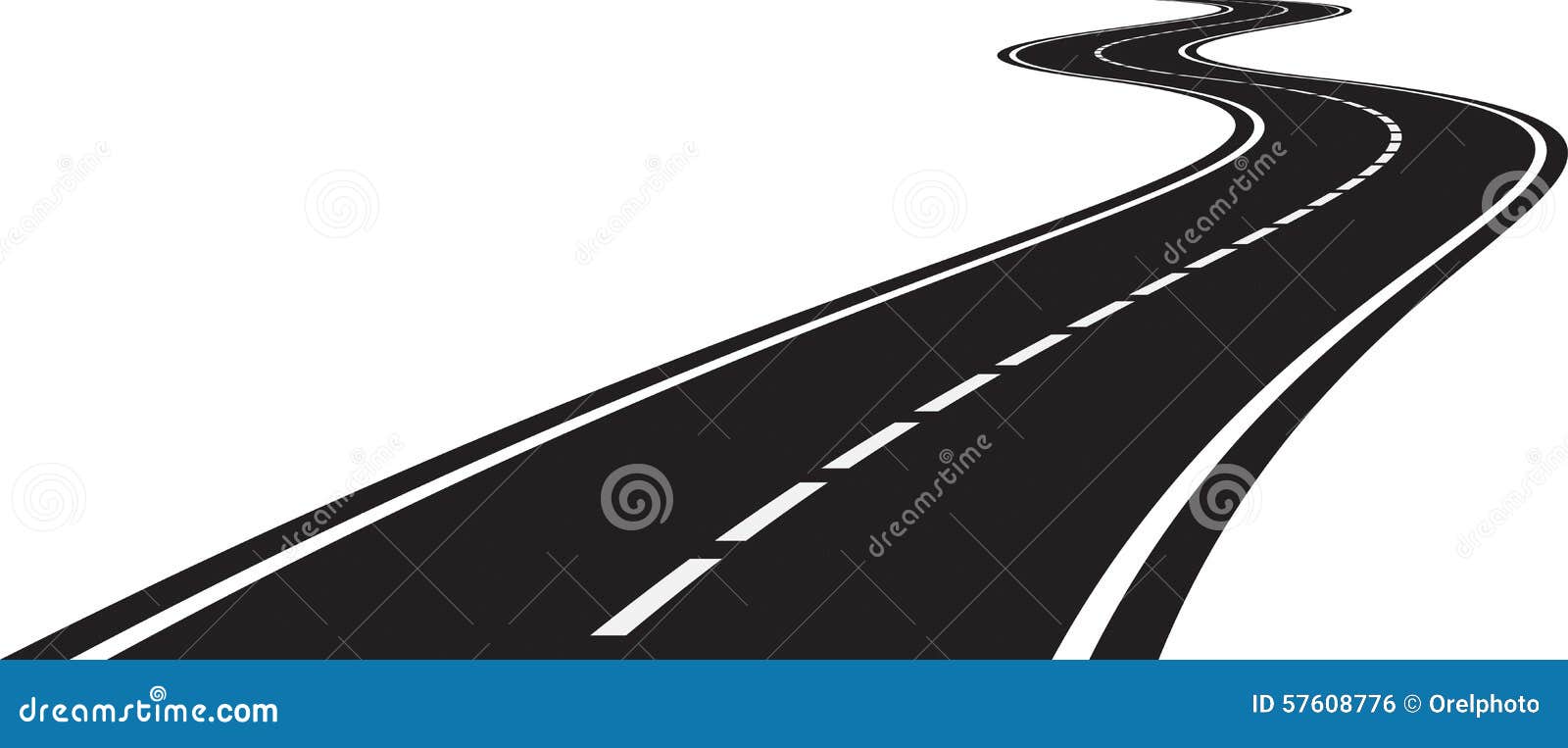 Perspective of curved road stock vector. Illustration of transportation ...