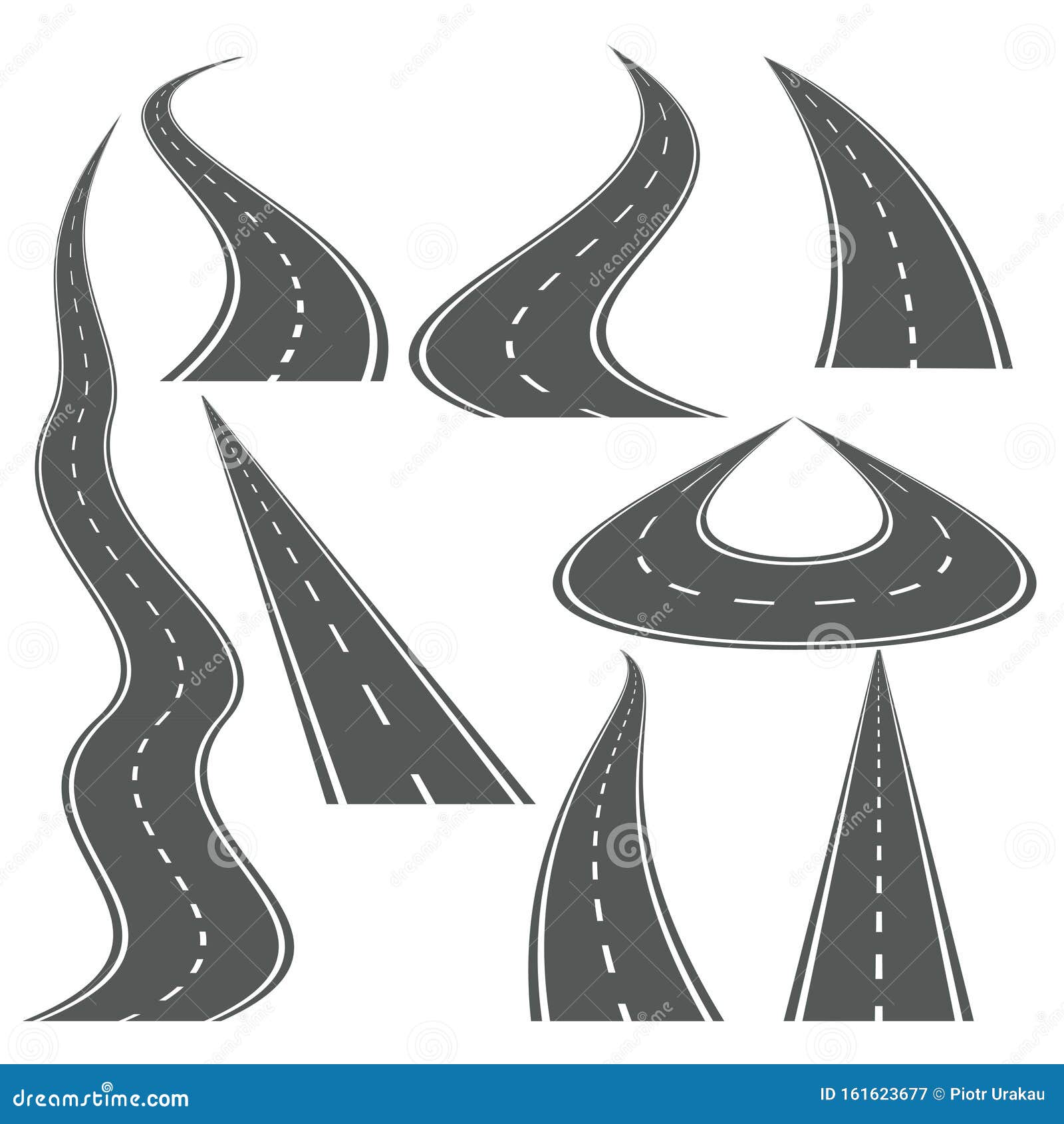 Perspective Curved Roads Set Stock Vector - Illustration of object ...