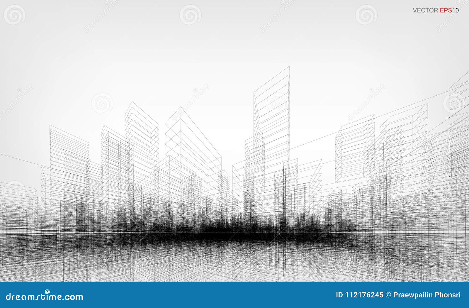 Building Wireframe Render In Three Dimensions, Vectorized, Abstract ...