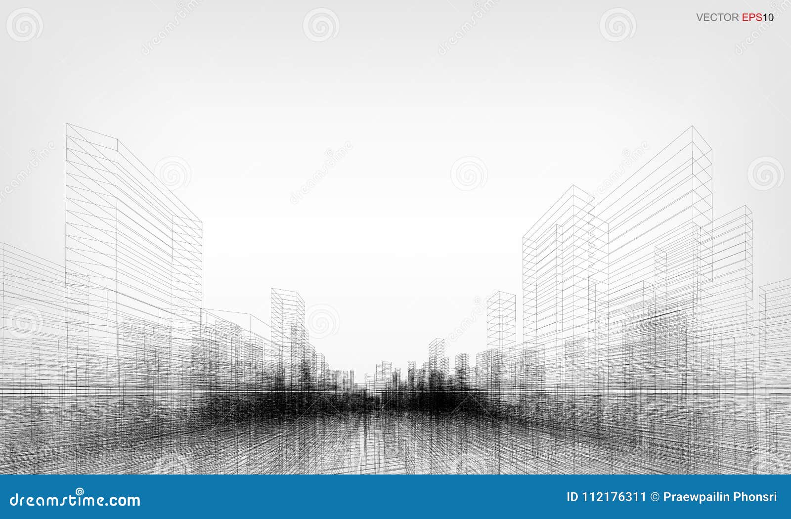 Perspective 3D Render of Building Wireframe. Vector Illustration. Stock ... Perspective 3D Render of Building Wireframe. Vector Illustration. Stock ...