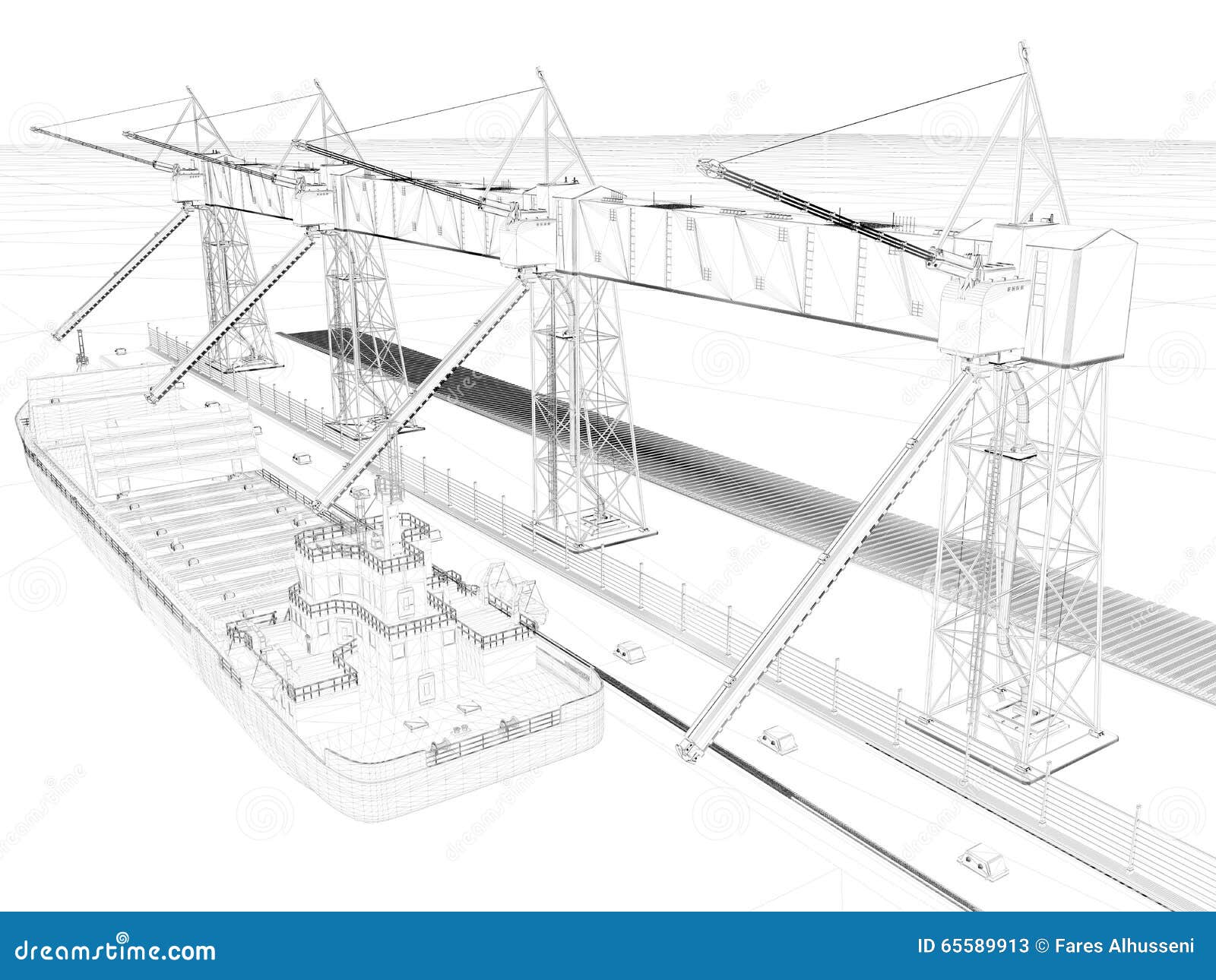 Perspective 3D Render of Interior Wireframe. Stock Illustration ...