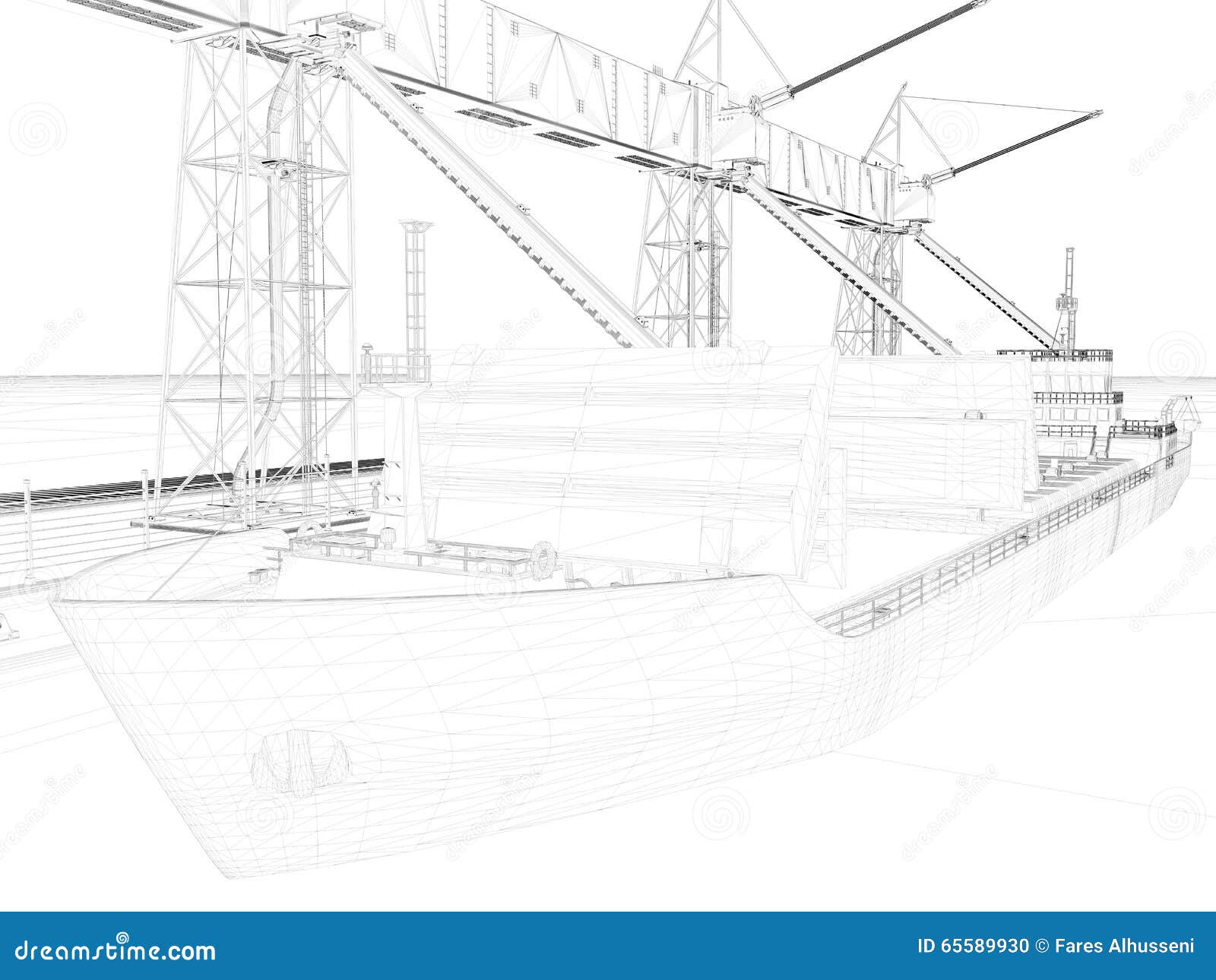 Perspective 3D Render of Interior Wireframe. Stock Illustration ...