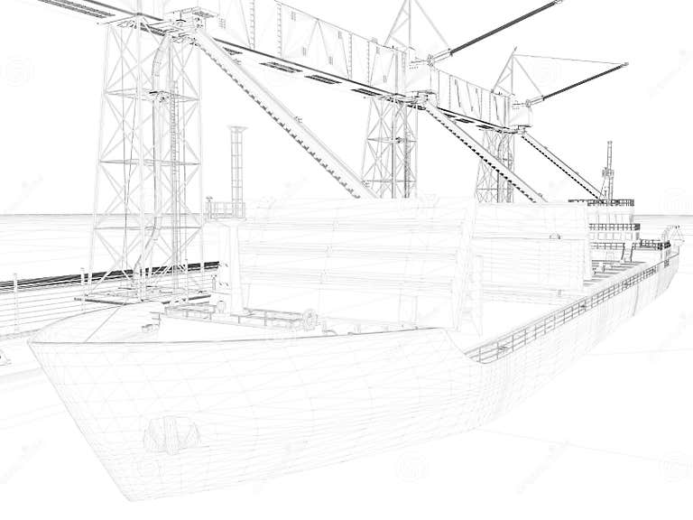 Perspective 3D Render of Interior Wireframe. Stock Illustration ...