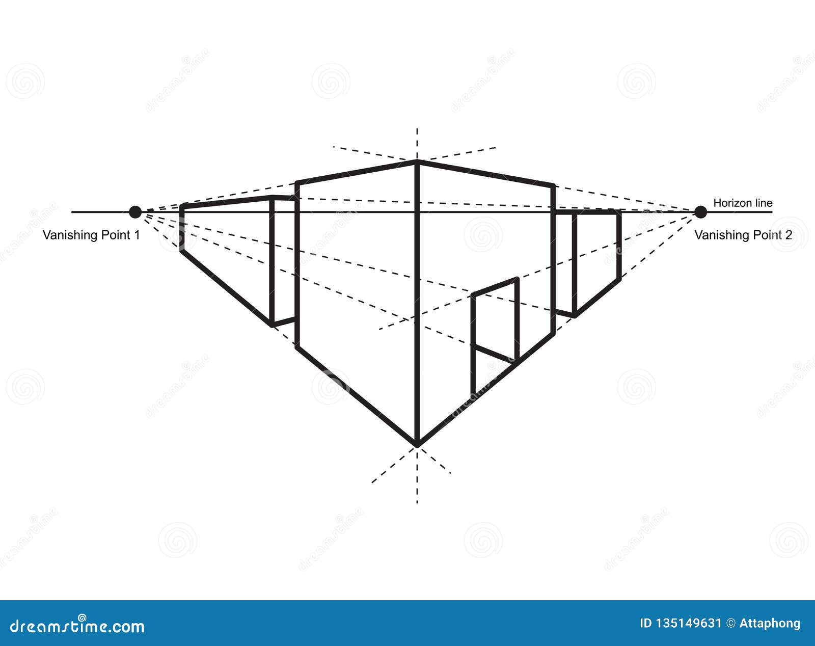 Perspective Drawing Isolated on White Background Vector Stock Vector ...
