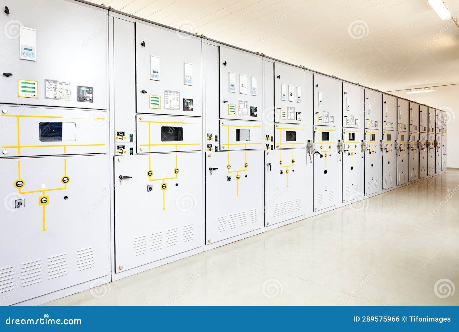 Electrical switchgear room stock photo. Image of voltage - 289575966