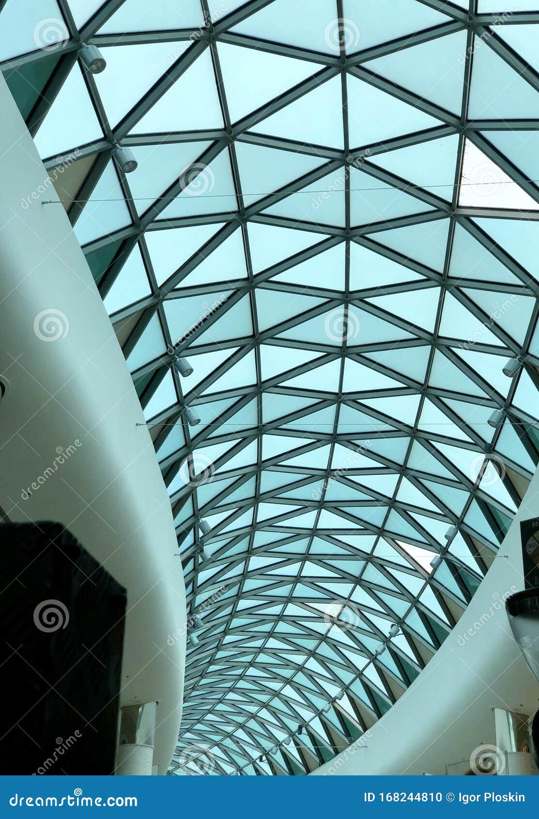 Perspective glass ceiling stock photo. Image of hall - 168244810