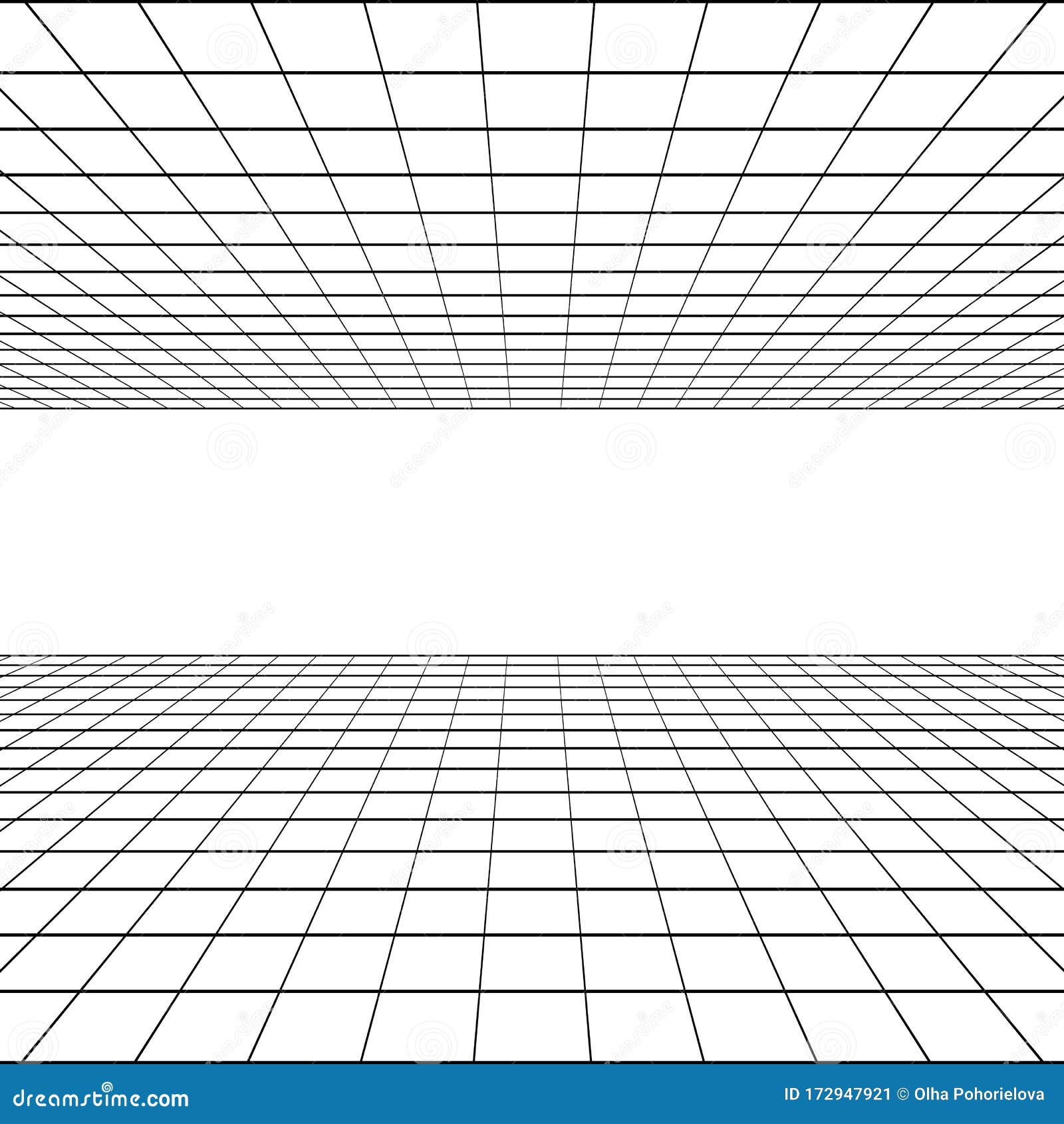 Perspective Graphic Grid in Linear Style. Black Silhouette on a White ...
