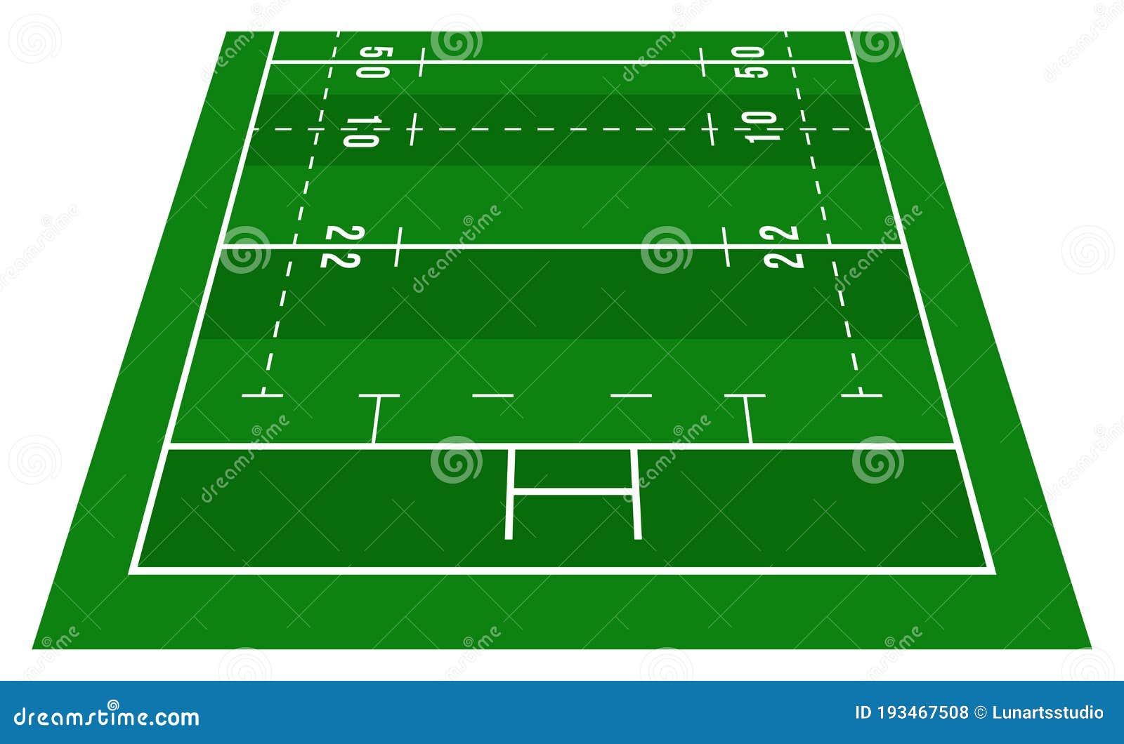 Perspective Green Rugby Half Field. View From Front. Rugby Field With ...