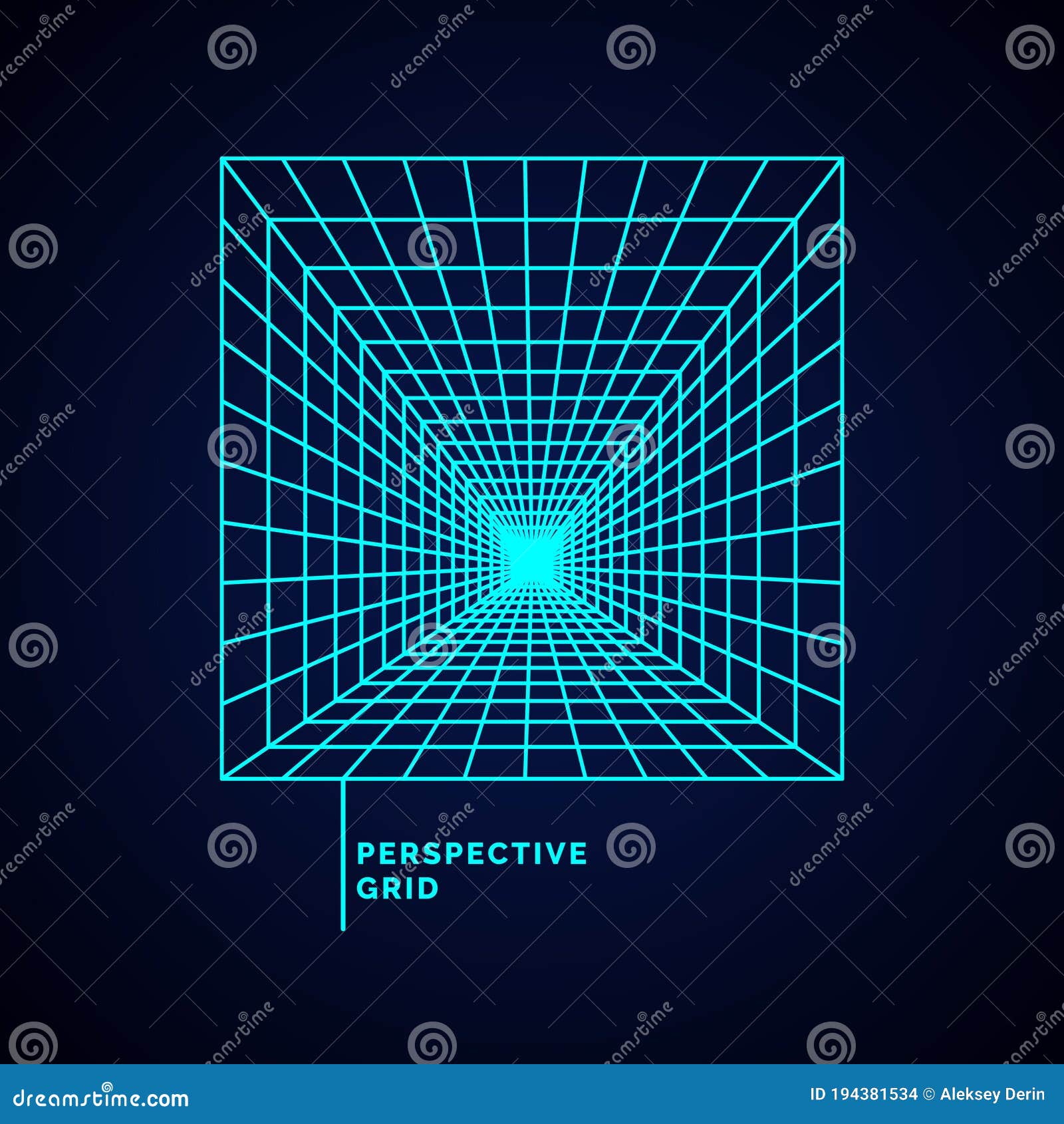 Perspective Grid on a Dark Background. Modern Vector Illustration Stock ...