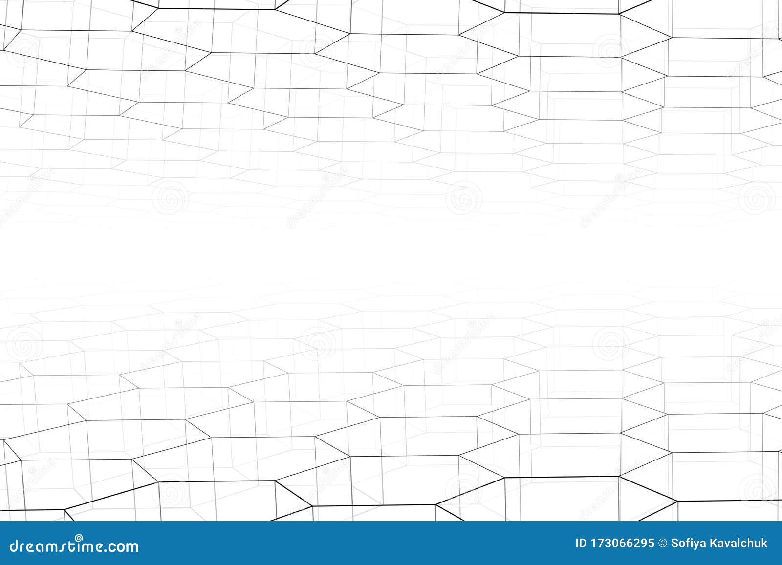 Perspective Grid Hexagonal Surface.Linear 3d Illustration. Stock ...