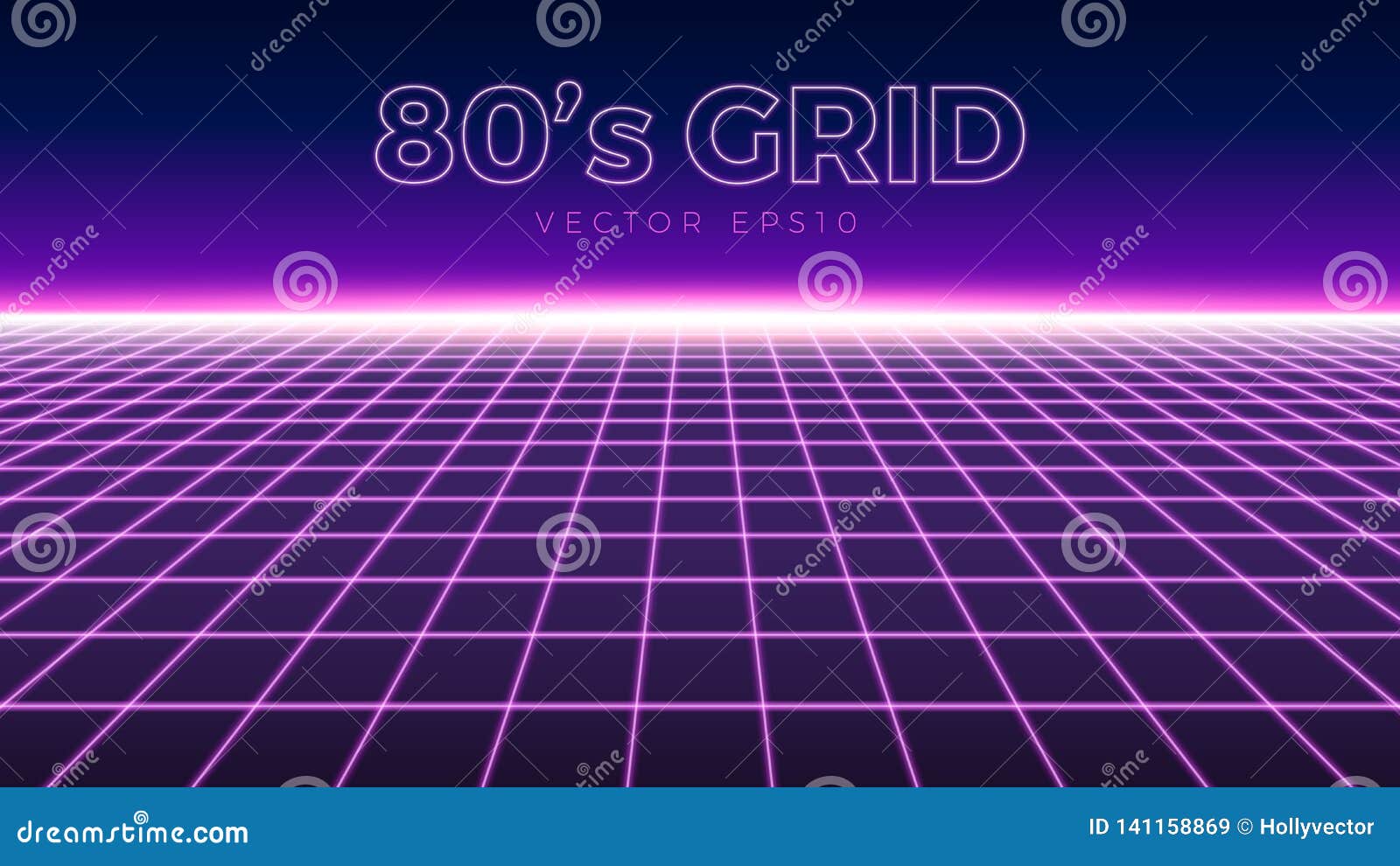 Perspective Grid, Retro 80s Design Element, Neon Colors Stock Vector ...