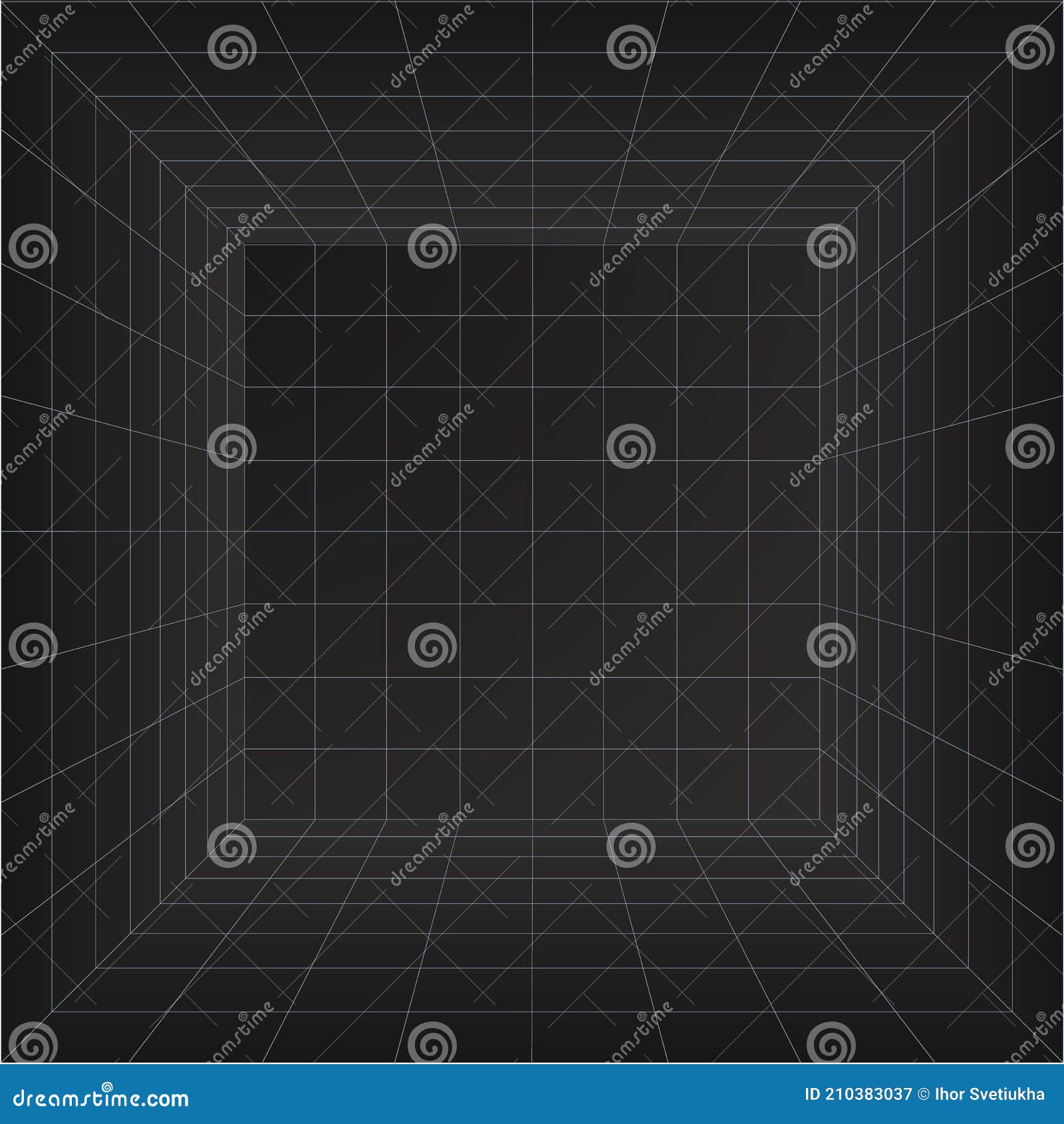 Perspective Grid Room. Wireframe Abstract Cube. Data Digital ...