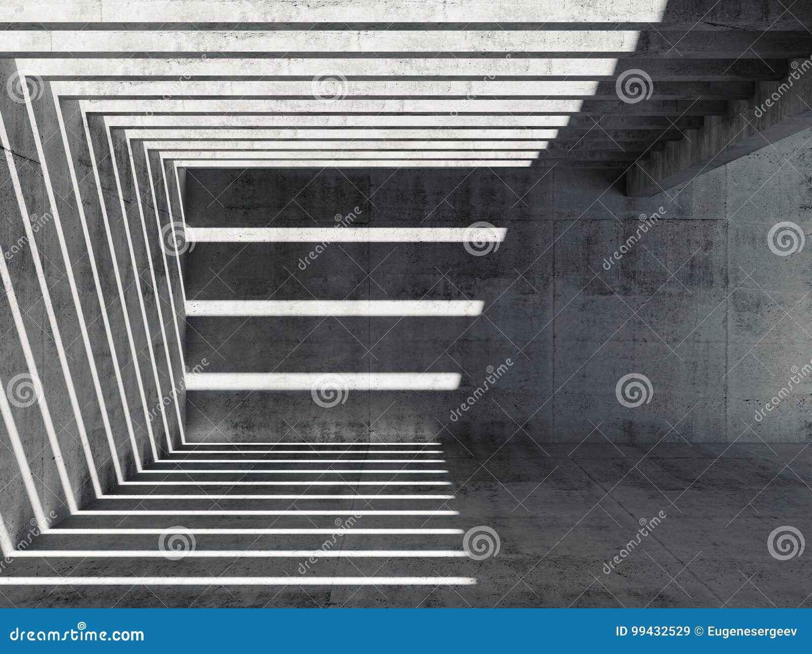 Perspective of Hall with Ceiling Illumination 3d Stock Illustration ...