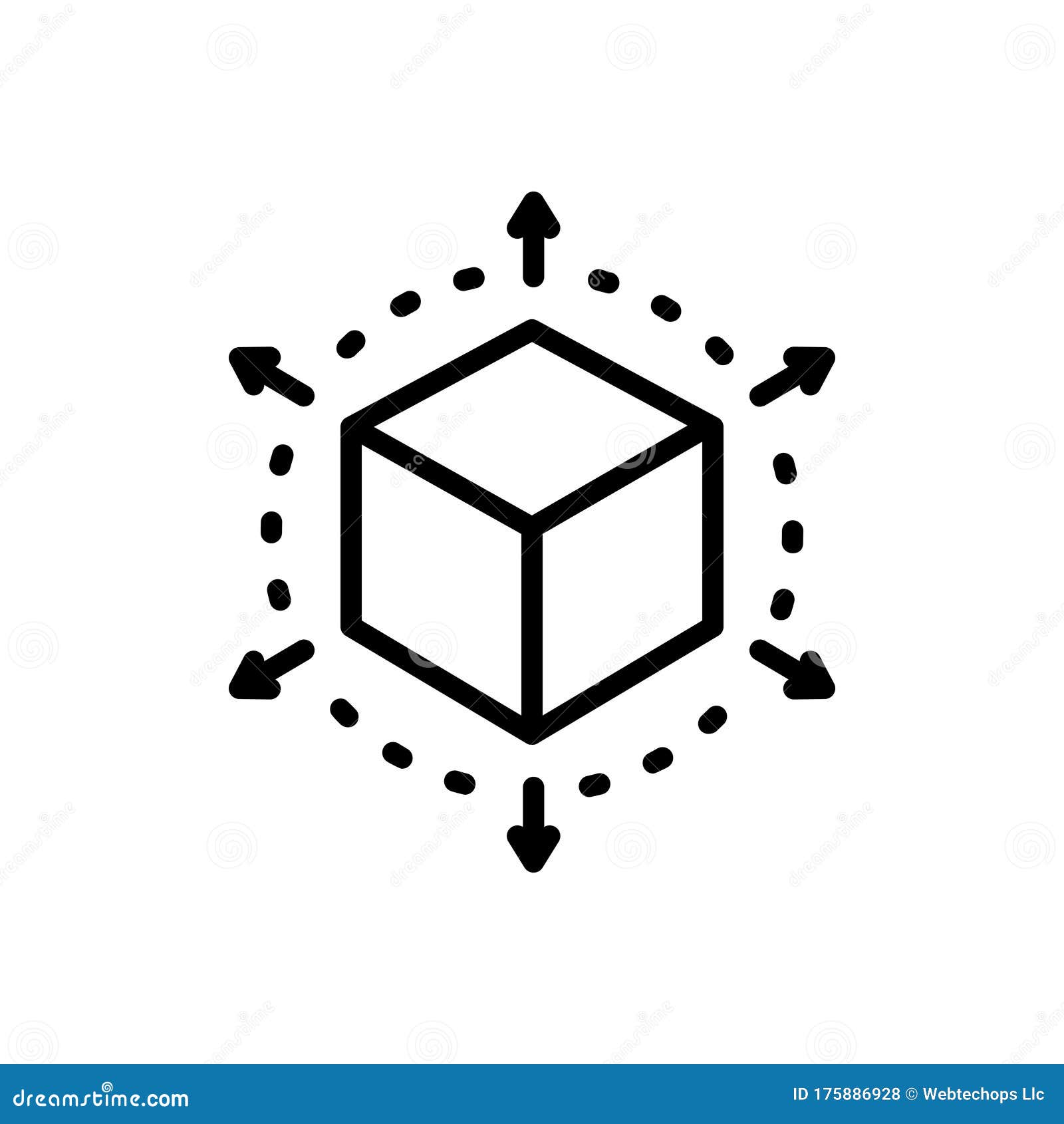 Black Line Icon for Perspective, Cube and Connection Stock Vector ...