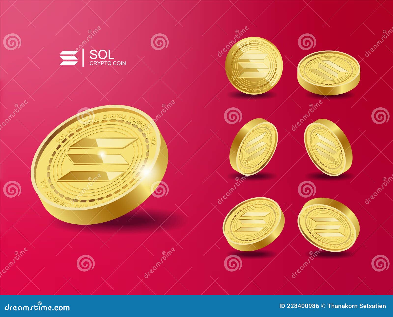 Solana SOL Cryptocurrency Coins. Editorial Photo - Illustration of bank ...