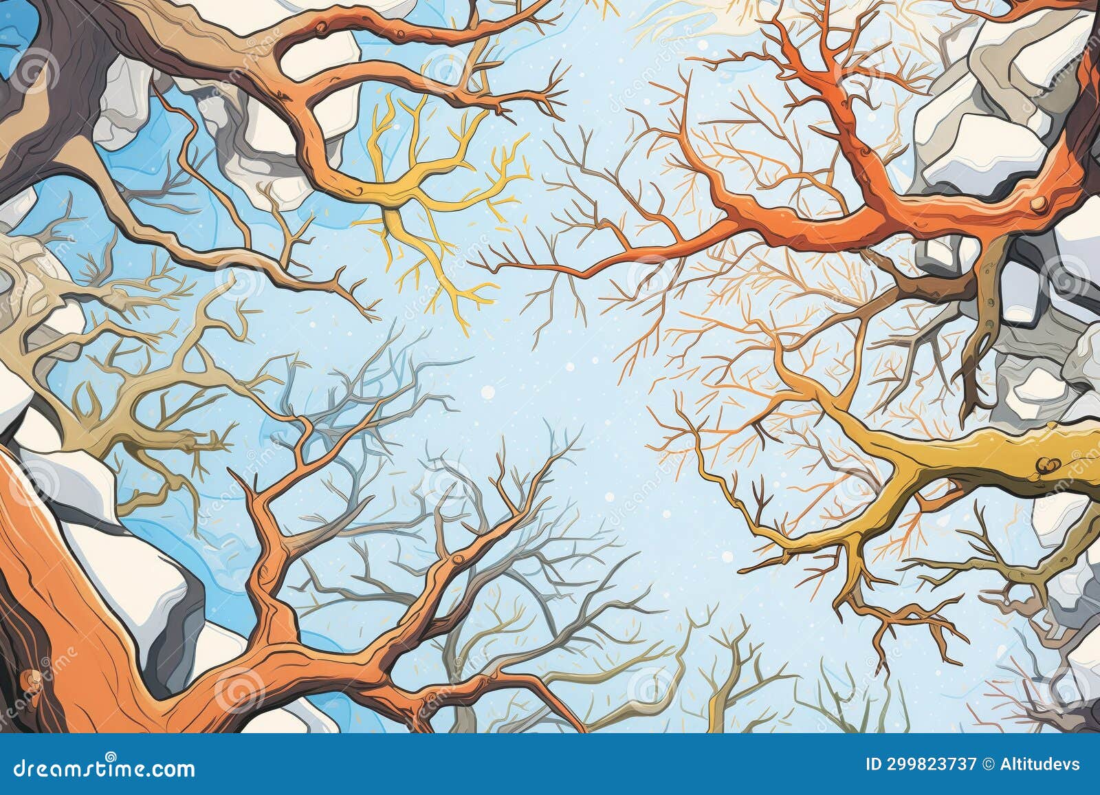 Perspective of Looking Up at Tree Branches and Snow Stock Image - Image ...