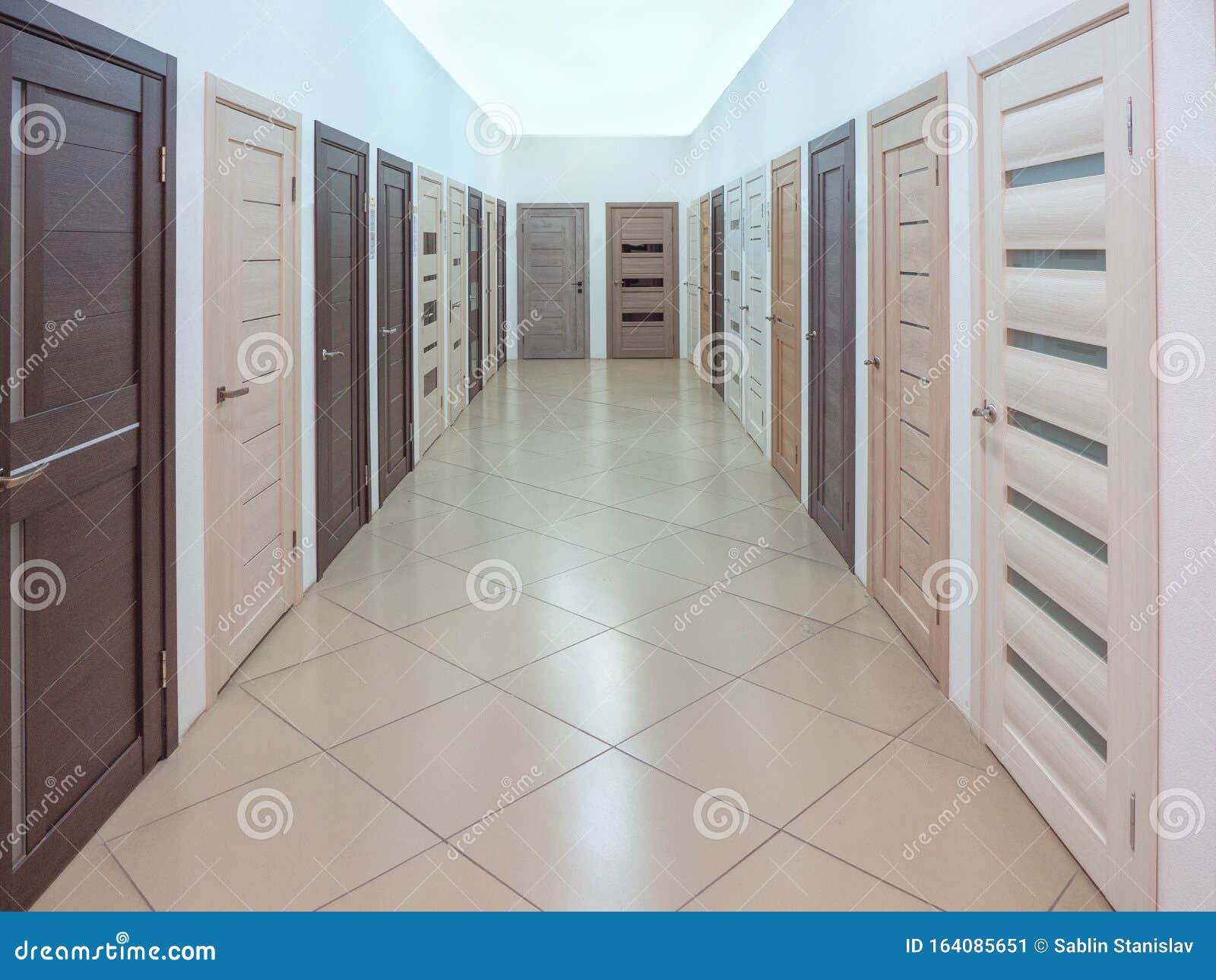Perspective with Lots of Doors in the Door Shop Stock Image - Image of ...