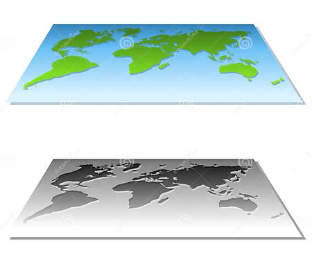 Perspective Map of the World Stock Illustration - Illustration of maps ...