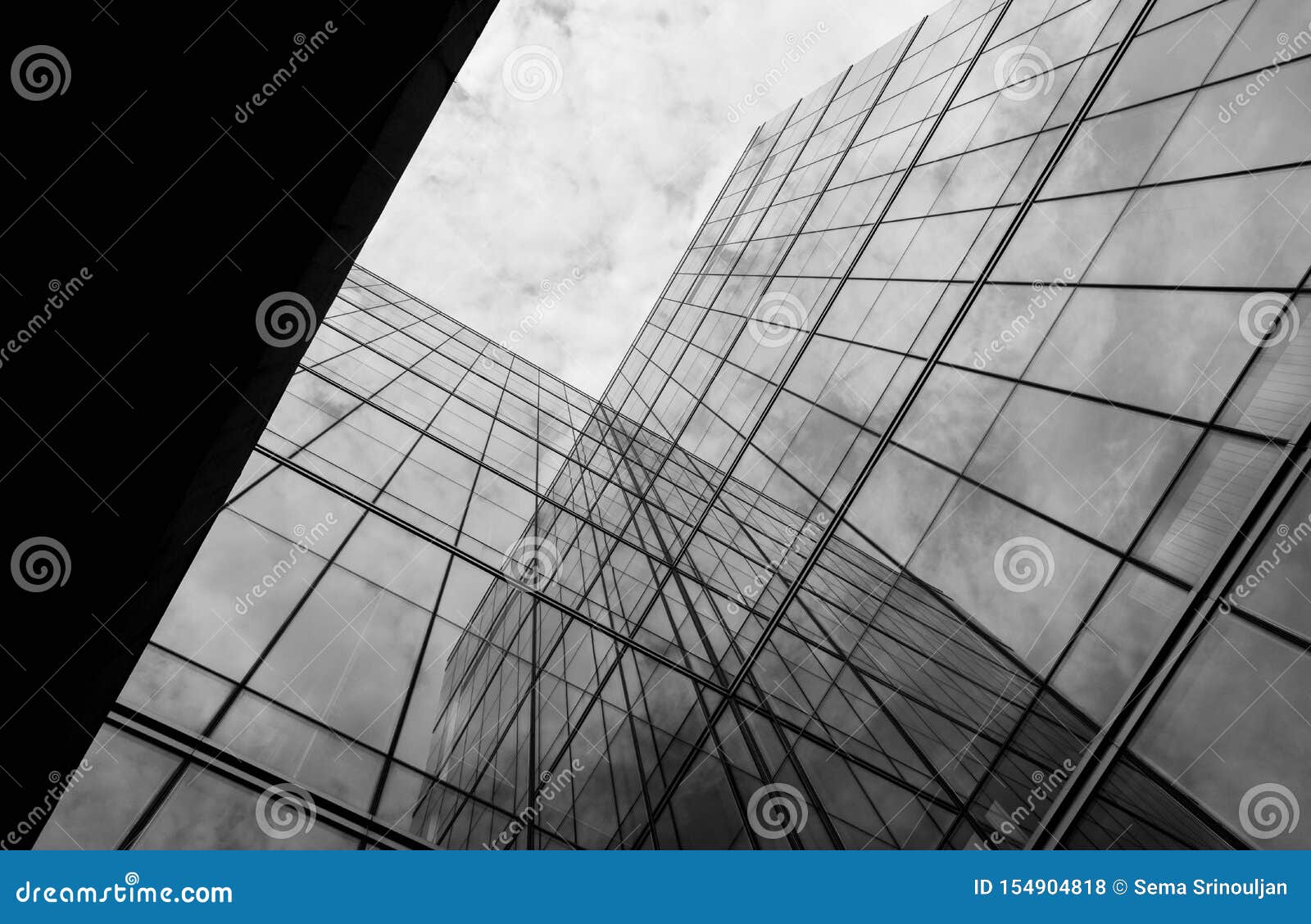 Perspective of Modern Glass Window at Skyscrapers - Monochrome Stock ...