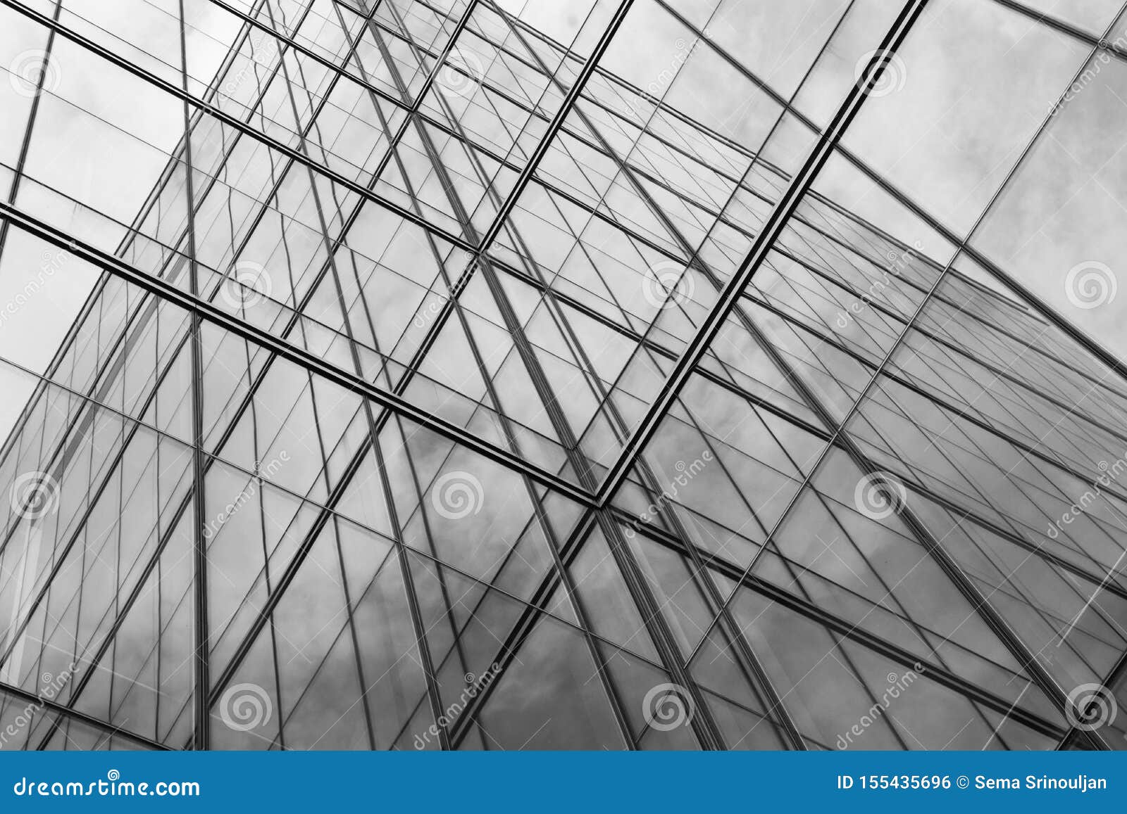Perspective of Modern Glass Window at Skyscrapers - Monochrome Stock ...