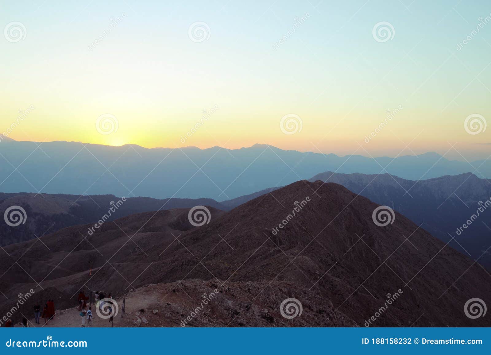 The Perspective of a Mountain Range at Sunset Stock Photo - Image of ...