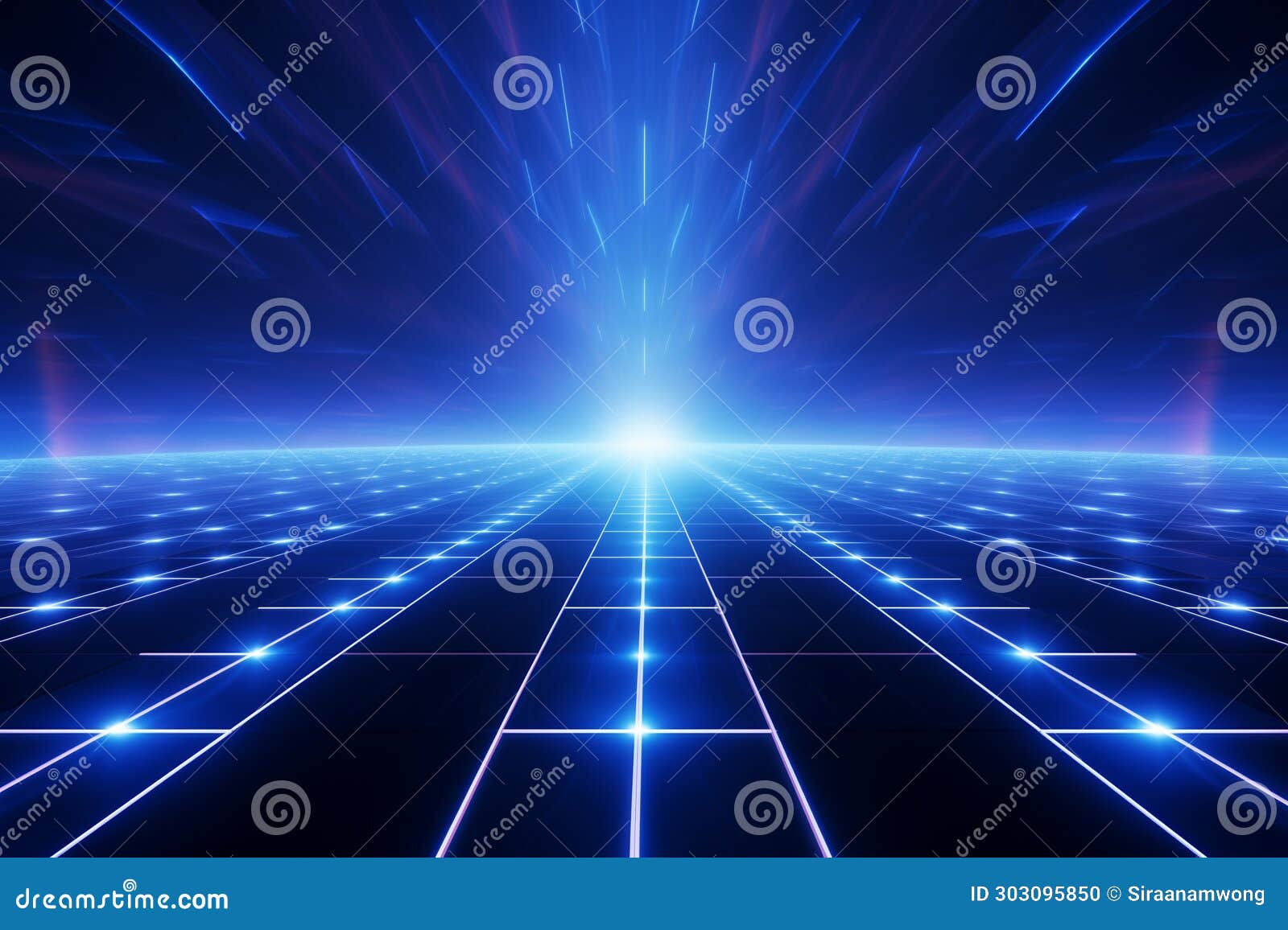 Perspective Neon Glow Lighting Grid Line. by Generative AI Stock ...