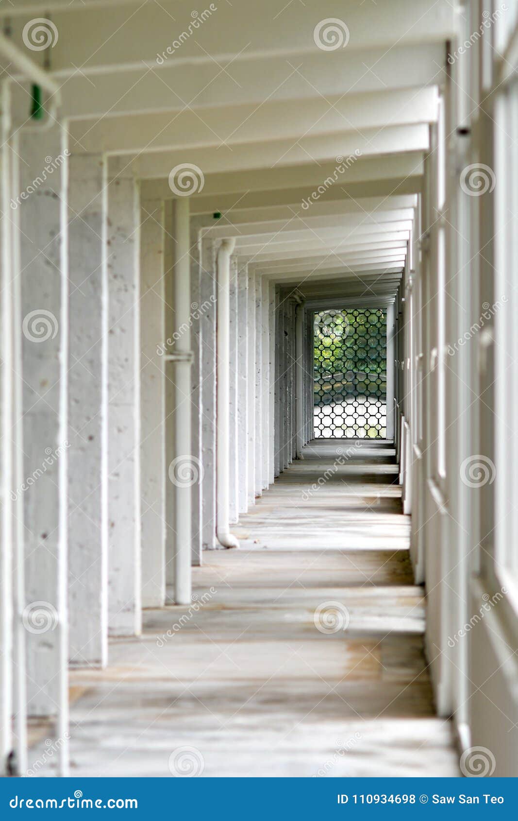 Perspective of Pillars and Windows Stock Photo - Image of frame ...
