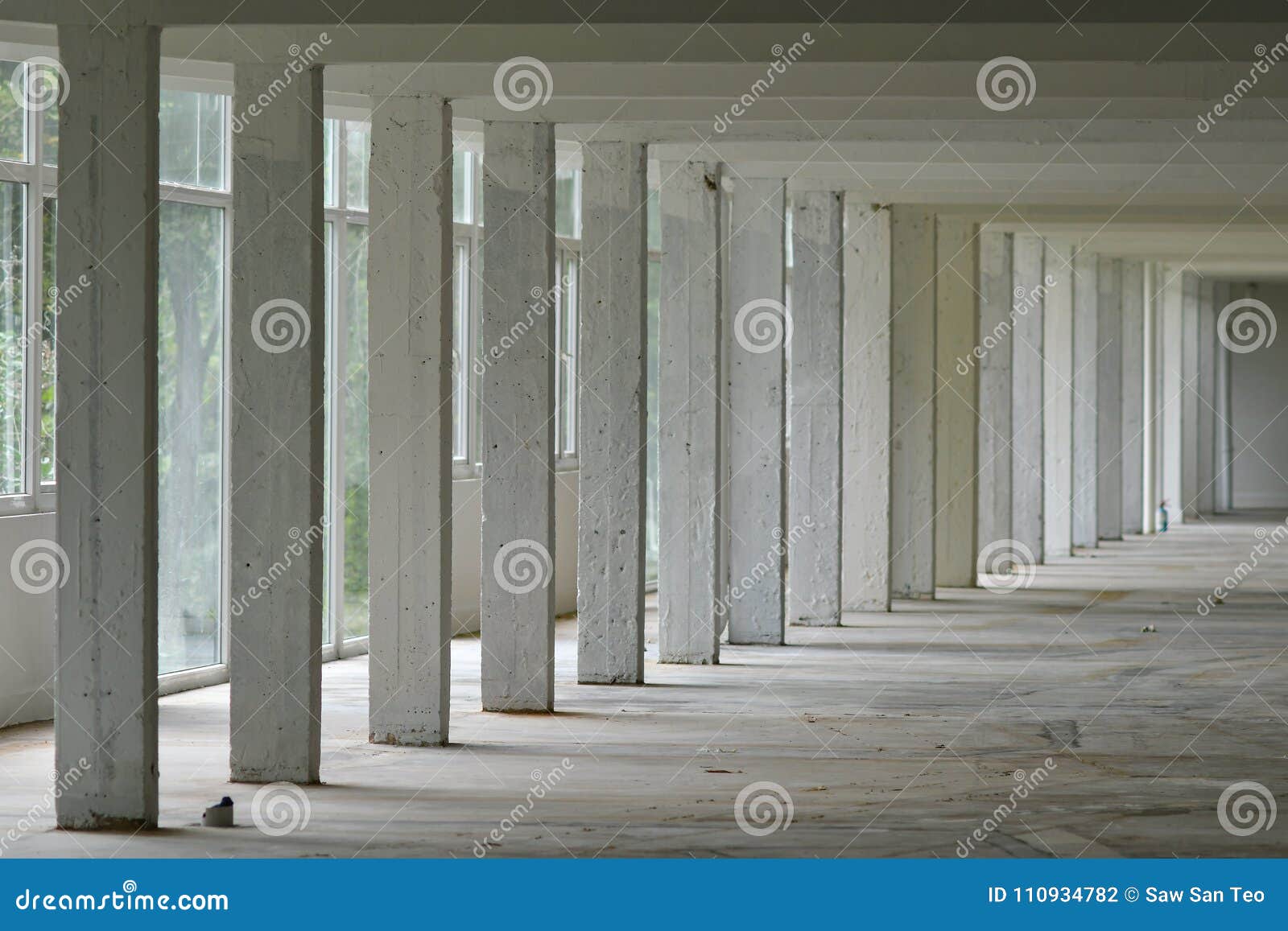 Perspective of Pillars and Windows Stock Photo - Image of ...