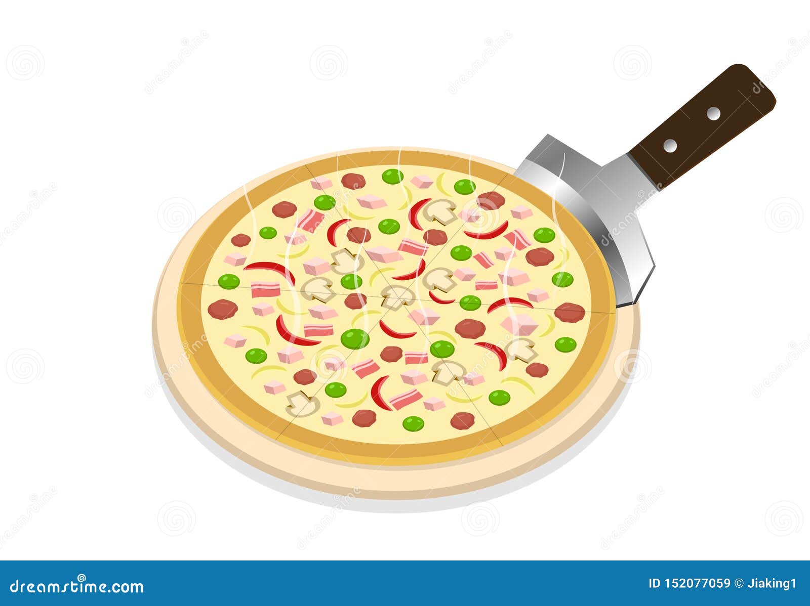 Perspective, Pizza on Wooden Tray on White, Vector Stock Vector ...