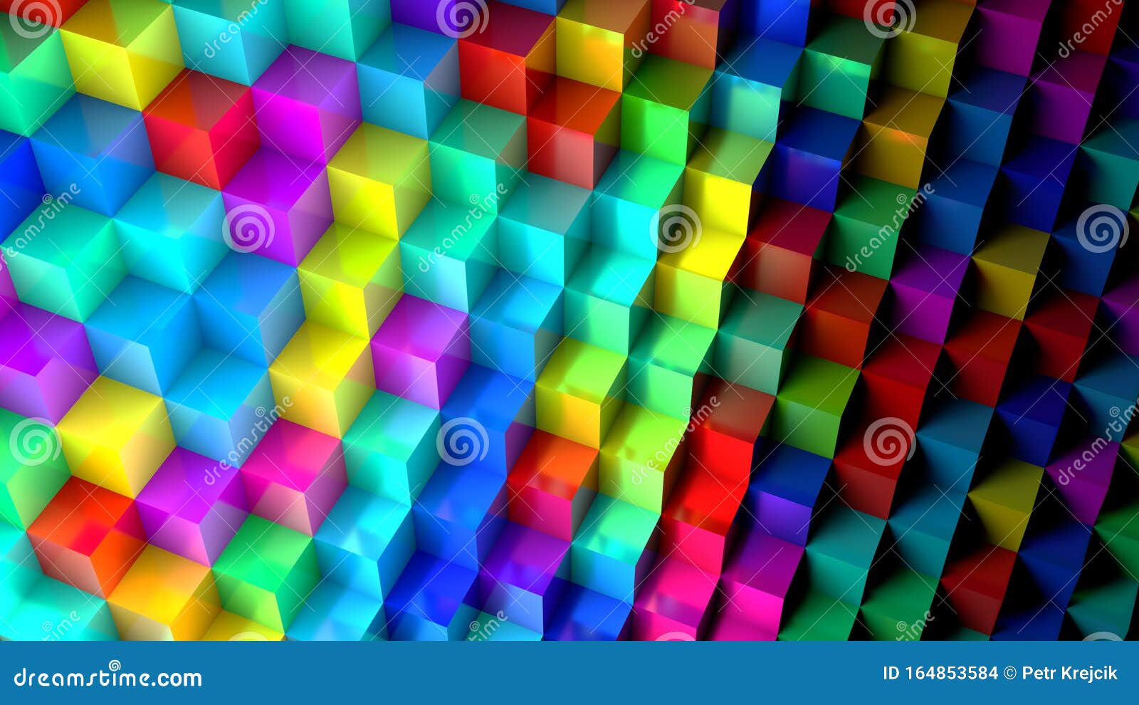 Perspective Plastic Colorful Cubes Background - 3D Illustration Stock ...