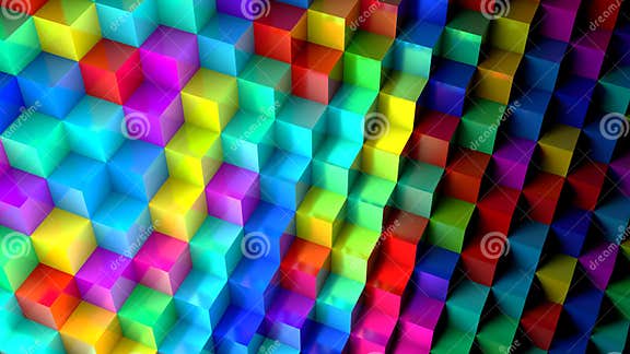 Perspective Plastic Colorful Cubes Background - 3D Illustration Stock ...