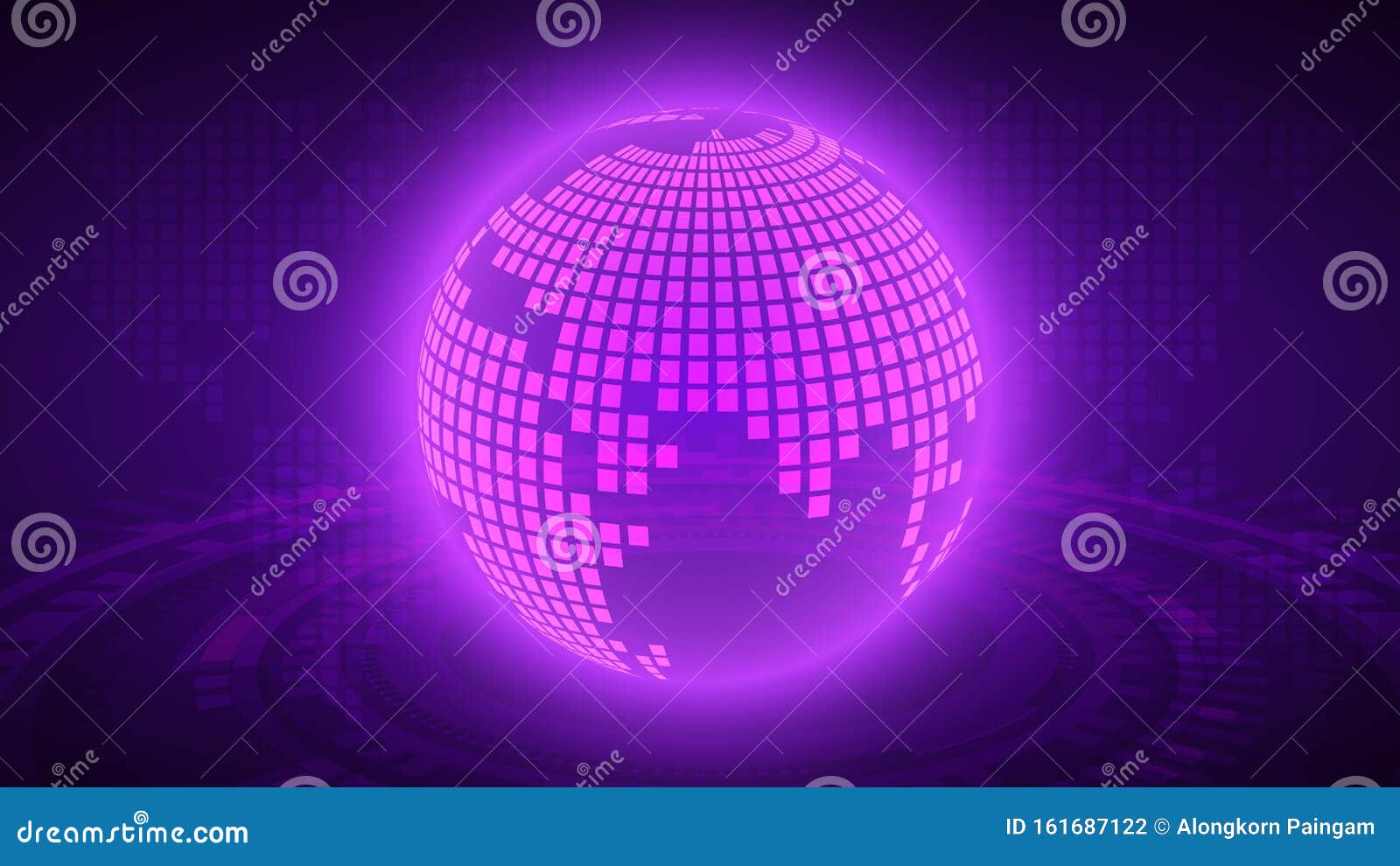Perspective Purple Global Technology Vector Background,virtual ...