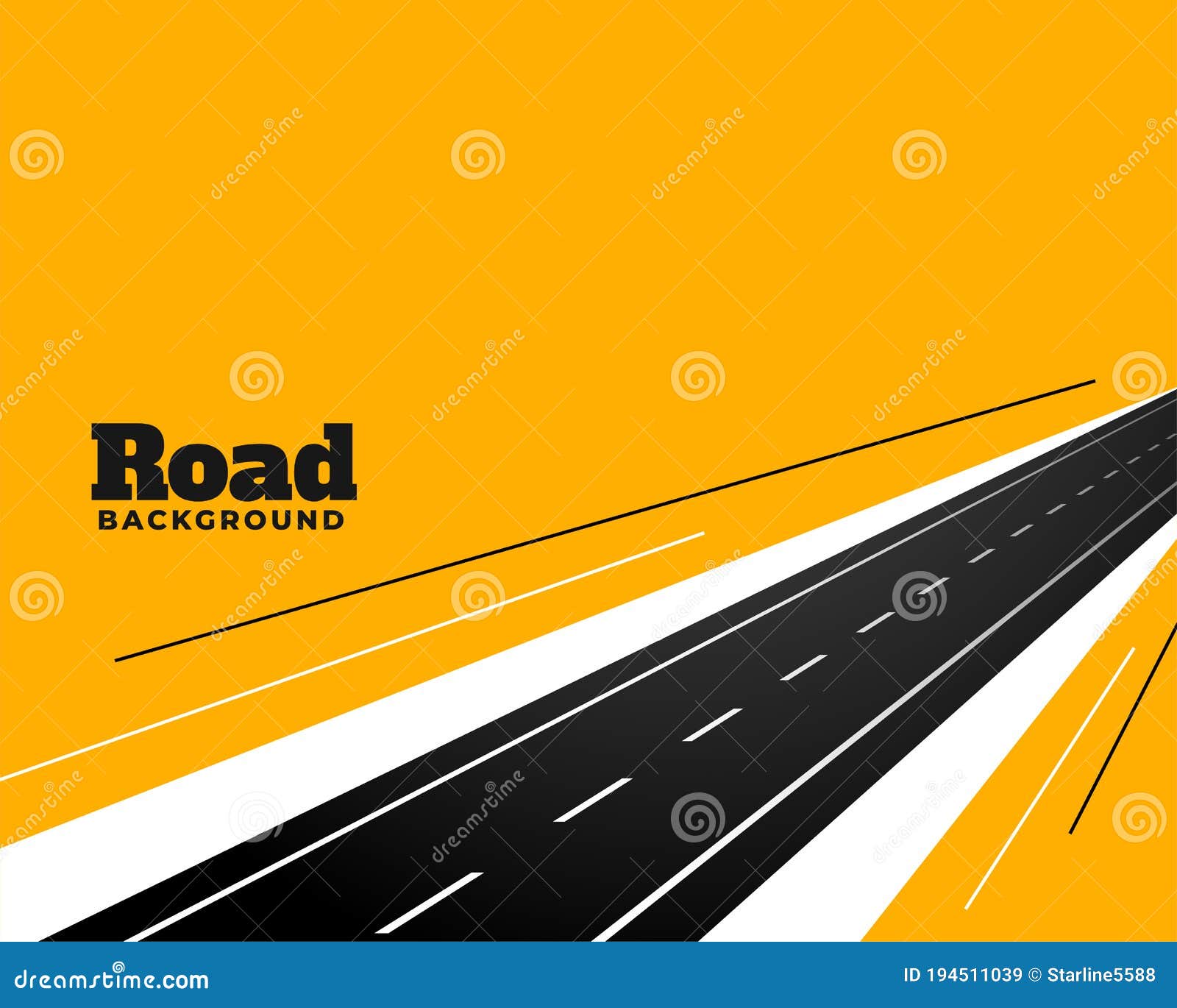 Perspective Road Pathway on Yellow Background Design Stock Vector ...