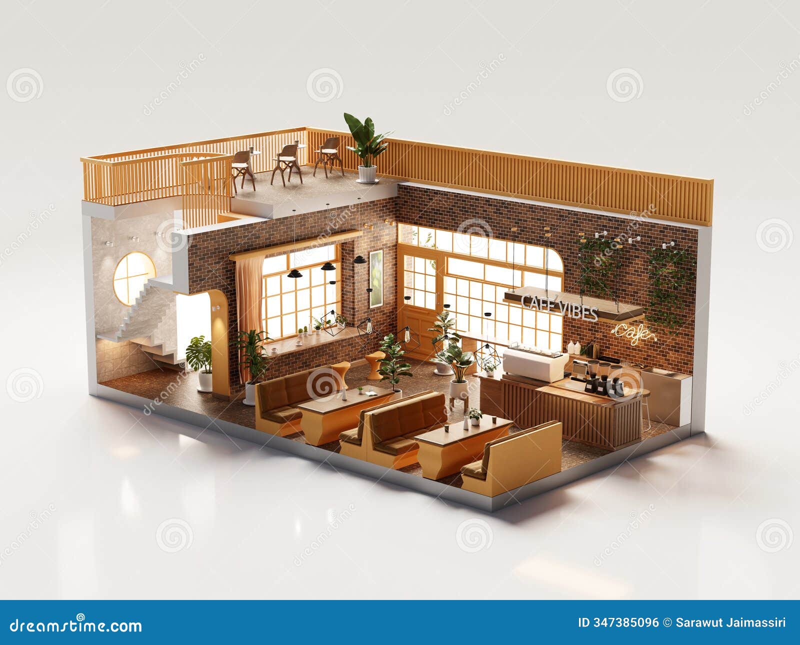 Perspective Room Minimal Cafe Store Open Inside Interior Stock ...