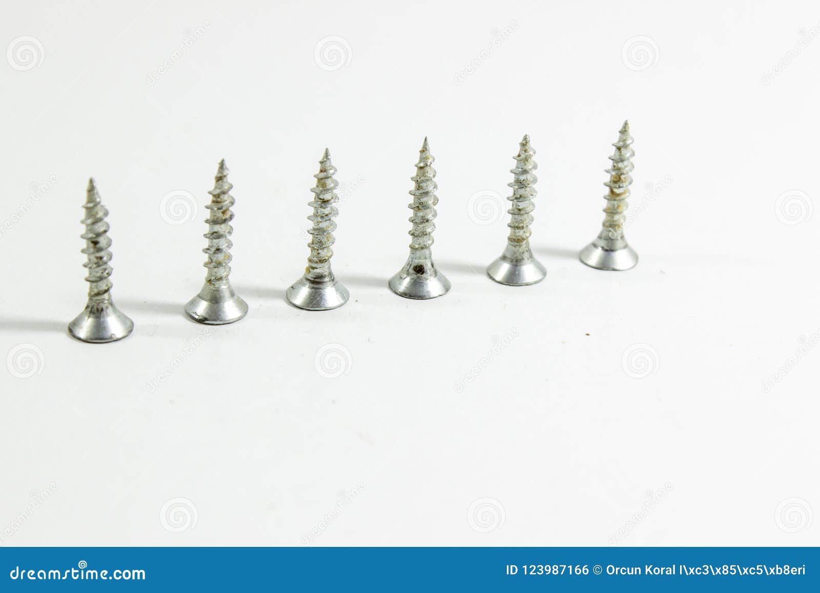Perspective Shoot of Diagonal Positioned Multiple Screws on White ...
