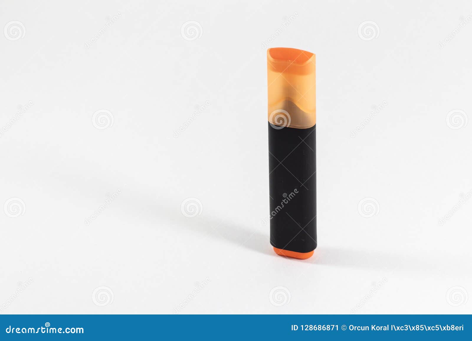 Perspective Shoot of Orange Colored Highlighter Pen with White ...