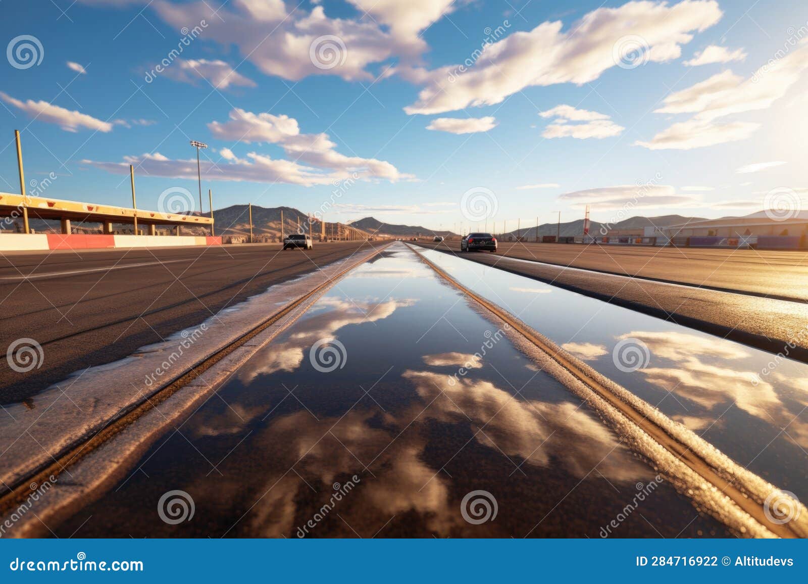Perspective Shot of Empty Drag Strip from Start Line Stock Illustration ...