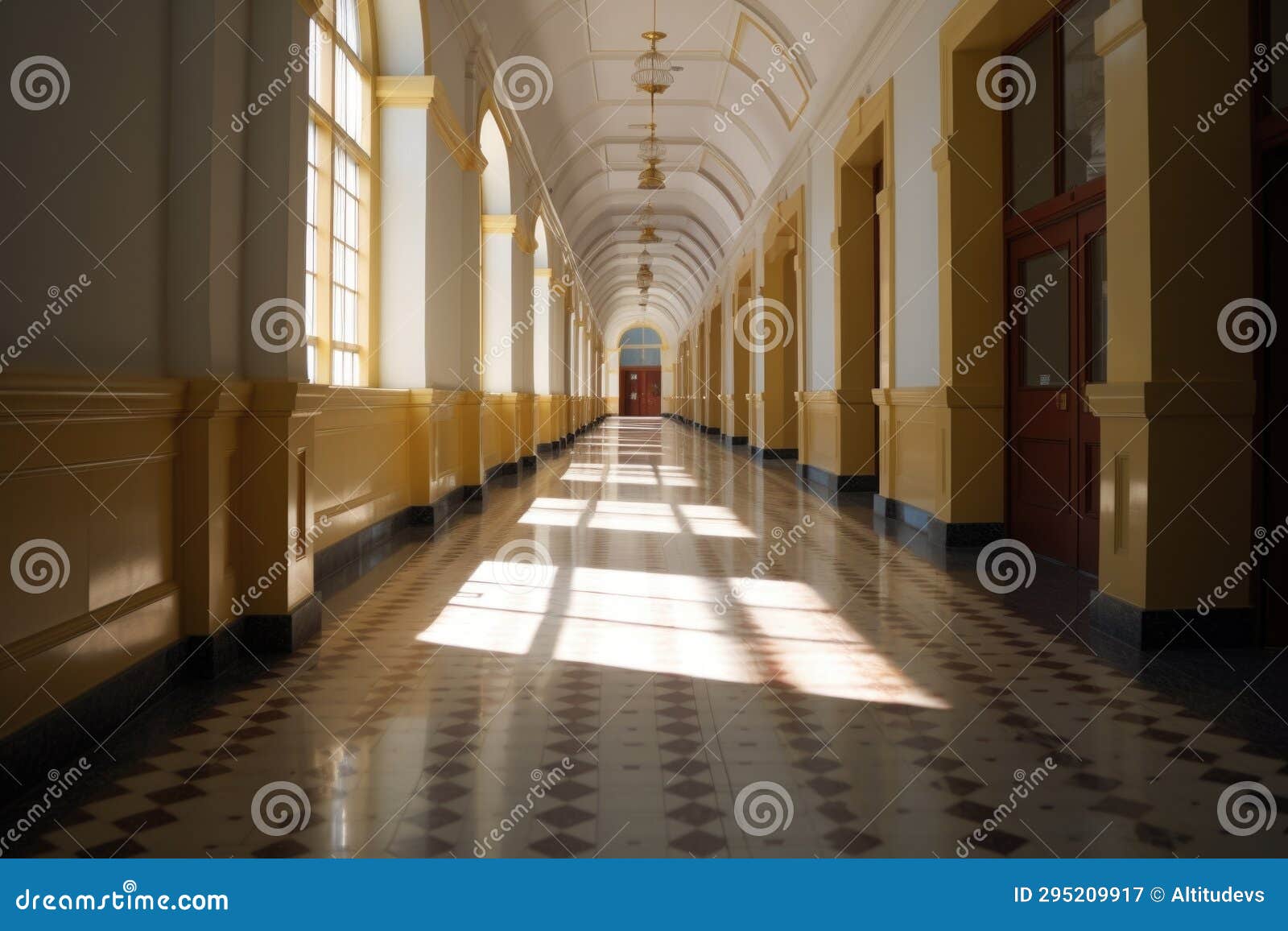 Perspective Shot Of A Long Courthouse Corridor Royalty-Free Stock ...
