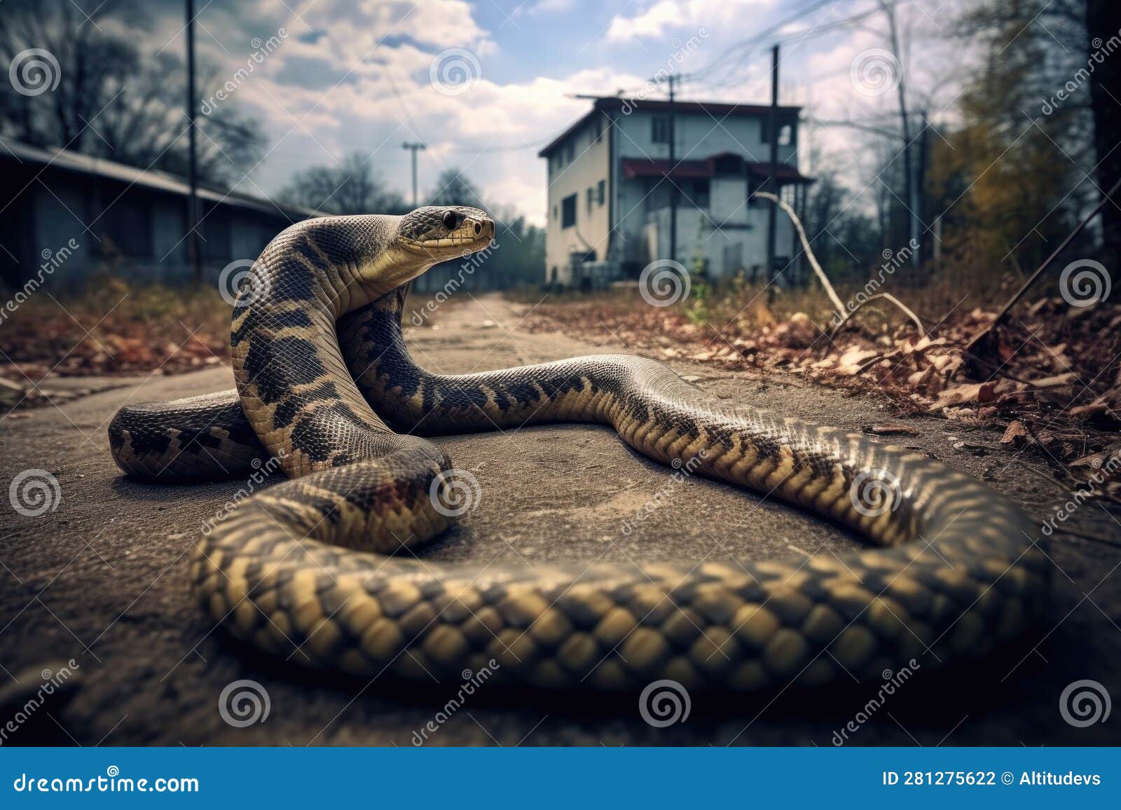 Perspective Shot of a Long Snake Slithering on the Ground Stock ...
