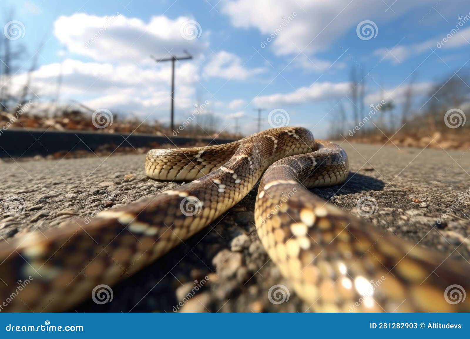 Perspective Shot of a Long Snake Slithering on the Ground Stock ...