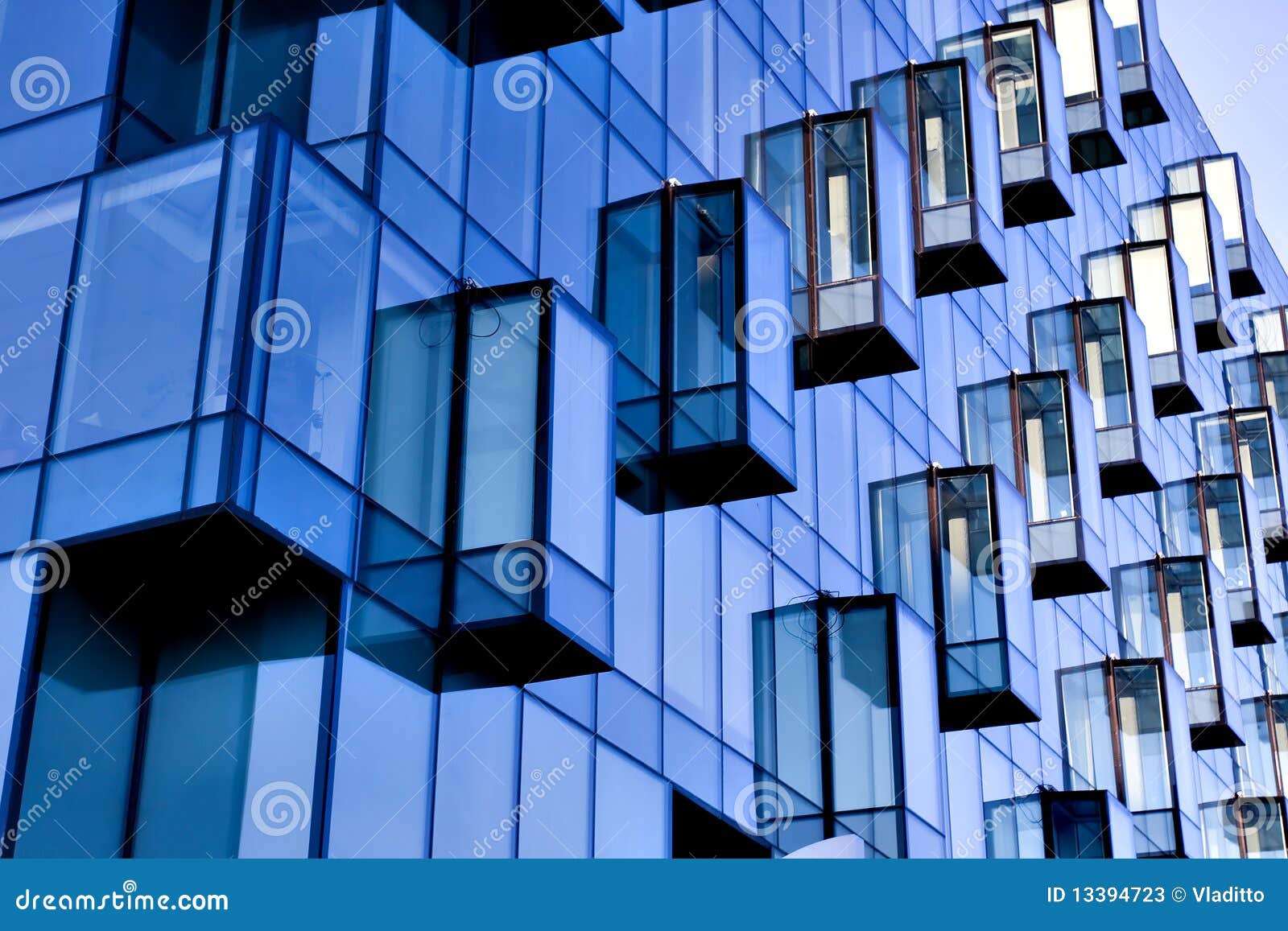 Perspective Side of Modern Geometric Skyscrapers Stock Image - Image of ...