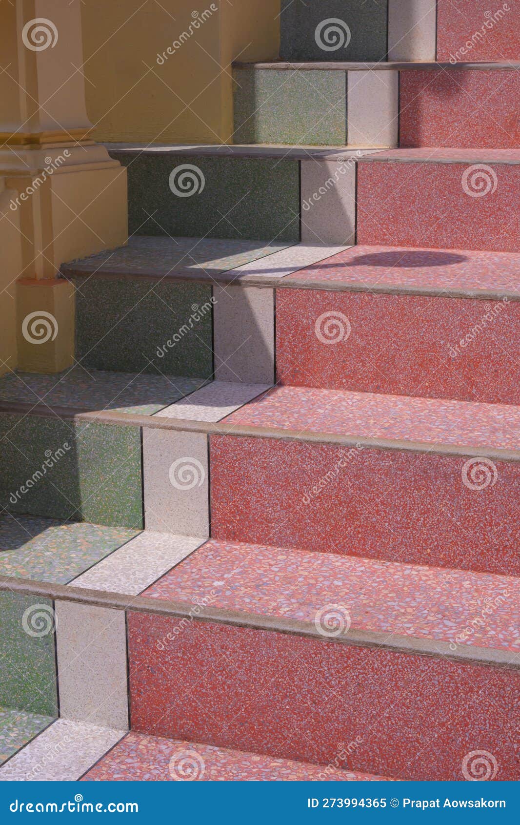 Perspective Side View of Colorful Terrazzo Stone Steps of the Old ...