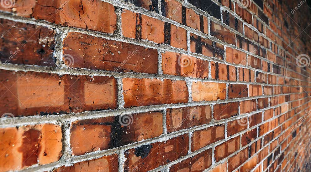 Perspective, Side View of Old Red Brick Wall Texture Background Stock ...