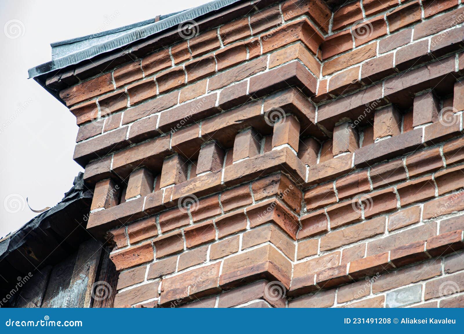 Perspective, Side View Of Old Red Brick Wall Texture Background Stock ...