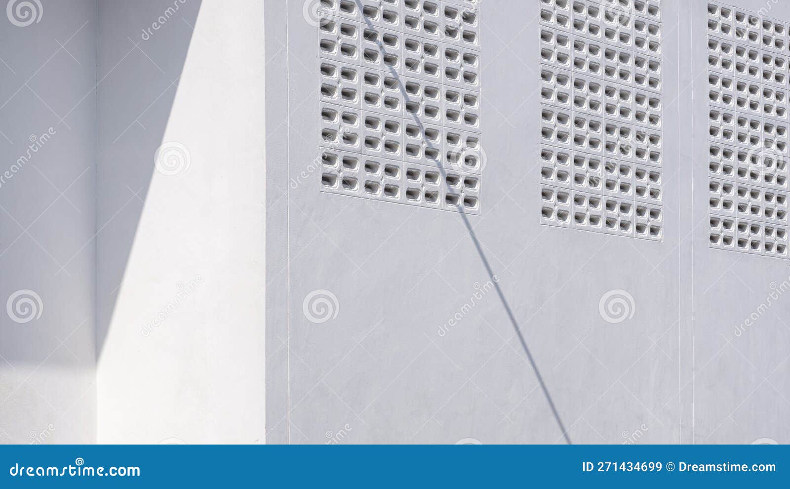 Perspective Side View of Ventilation Blocks on White Storage Wall with ...